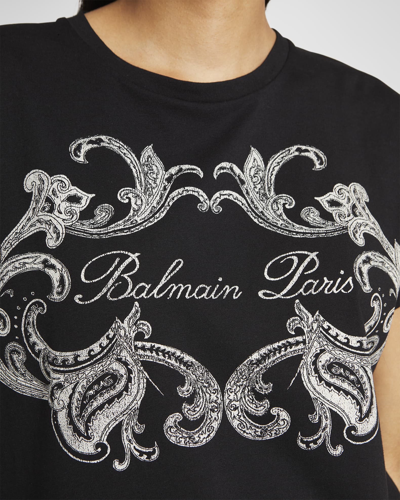 Balmain Signature Paisley Print Short-Sleeve T-Shirt | Neiman Marcus