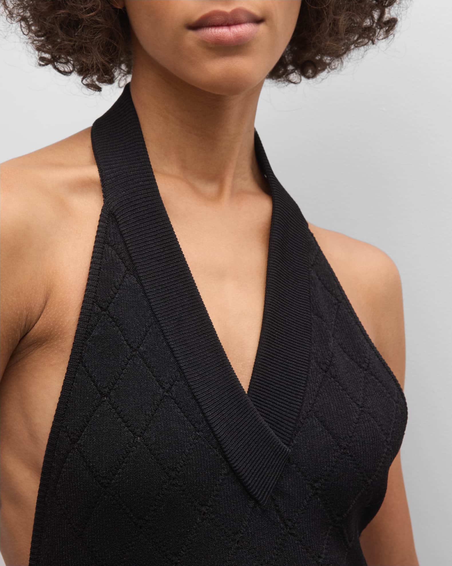 Balmain Diamond Knit Halter Midi Dress | Neiman Marcus
