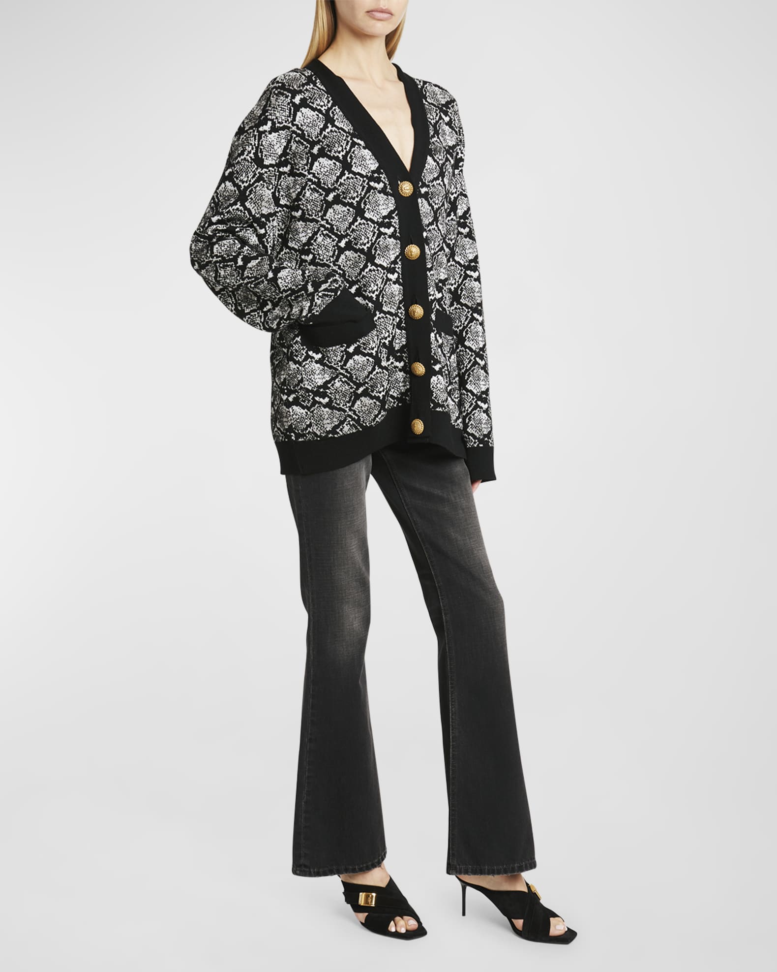 Balmain Python Wool Cardigan | Neiman Marcus
