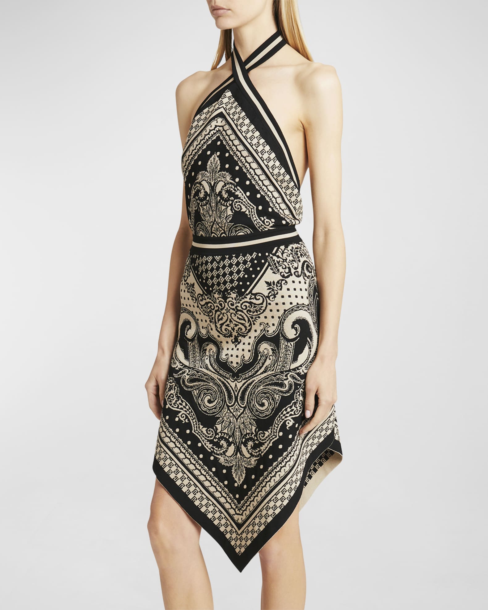 Balmain Paisley Scarf Knit Halter Dress | Neiman Marcus