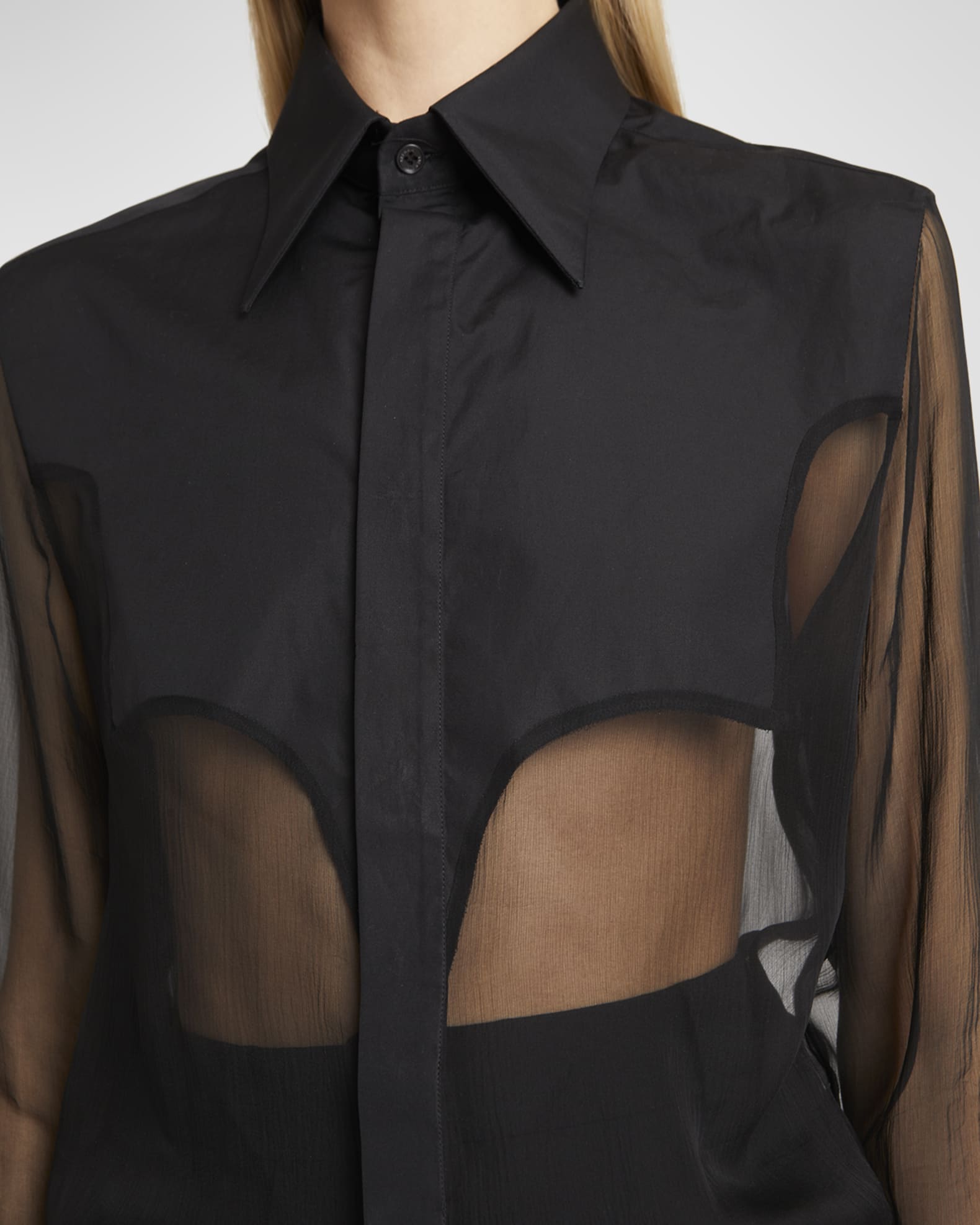 Balmain Sheer Chiffon Western Shirt | Neiman Marcus