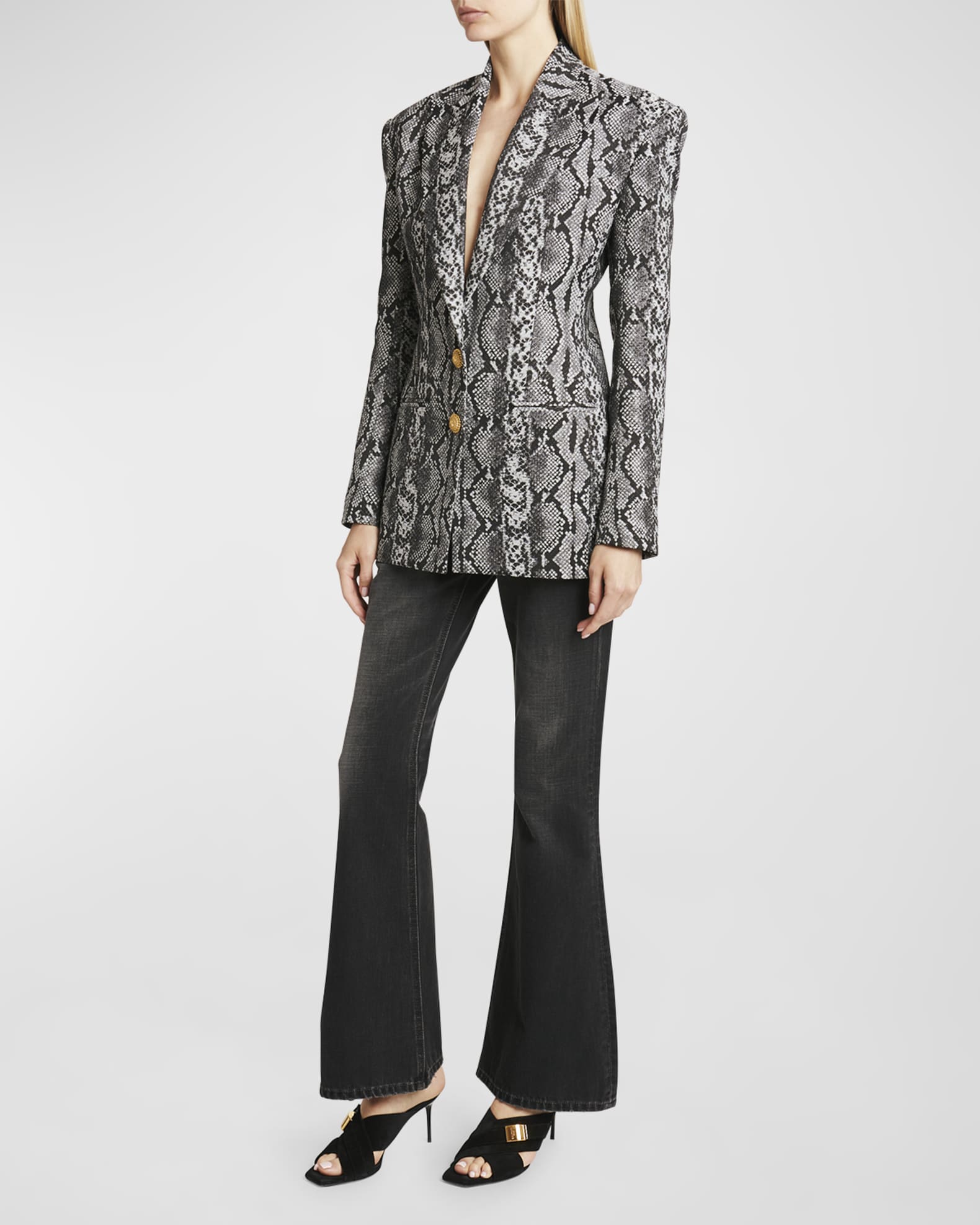 Balmain Python-Print 2 Button Fitted Blazer | Neiman Marcus