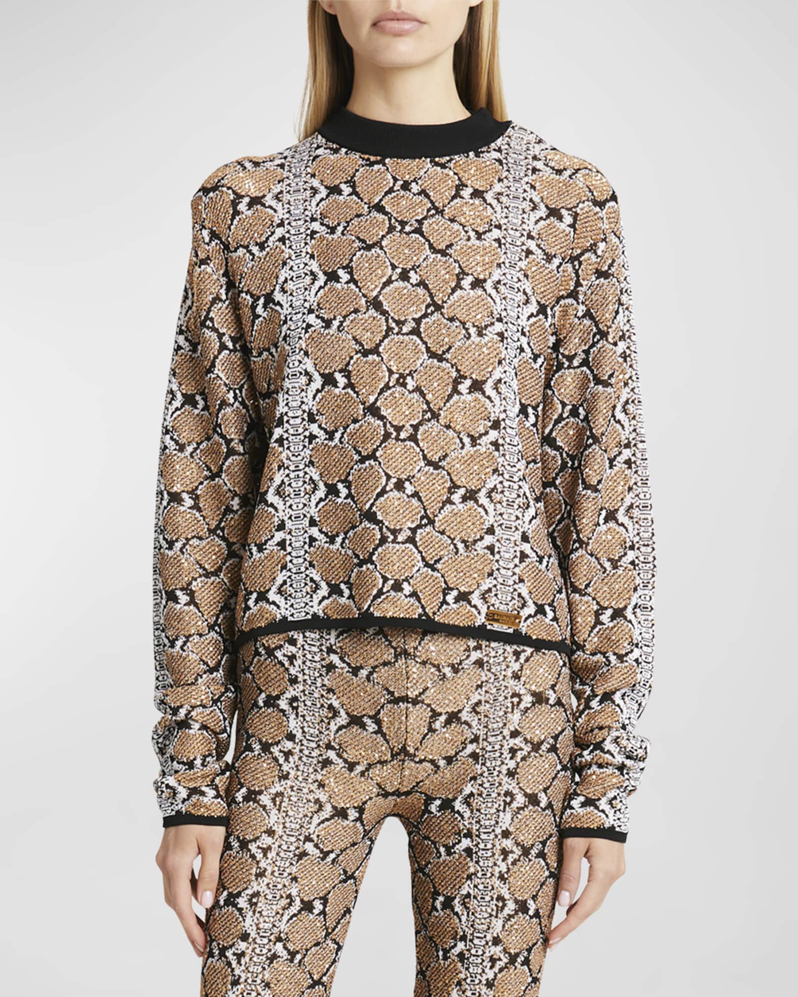 Balmain Python Knit Sweatshirt | Neiman Marcus