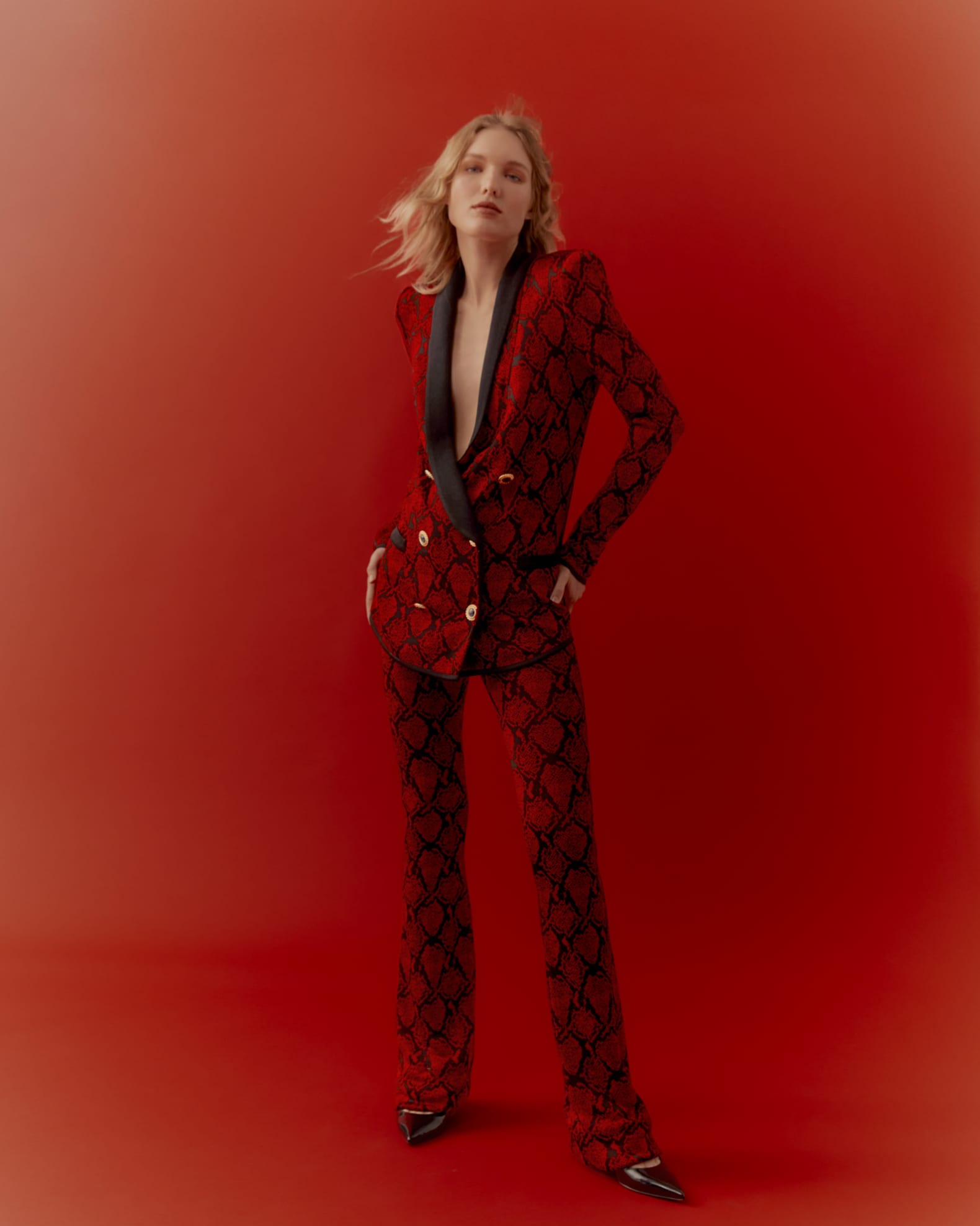 Balmain Python Jacquard-Knit Bootcut Pants | Neiman Marcus