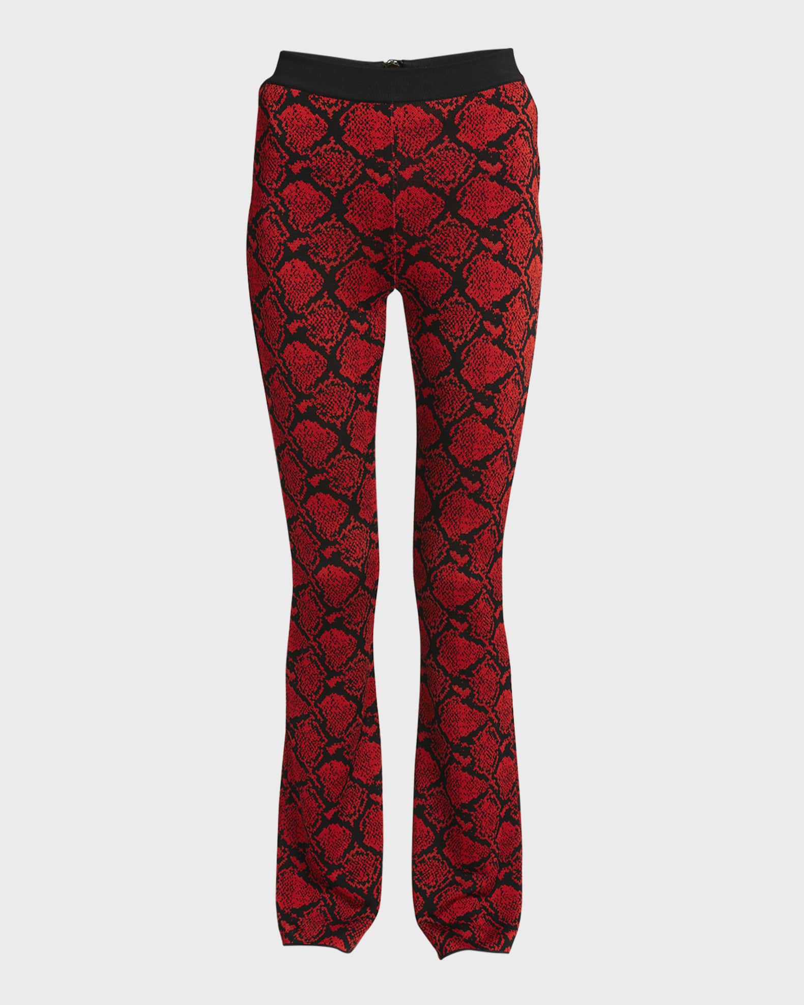 Balmain Python Jacquard-Knit Bootcut Pants | Neiman Marcus