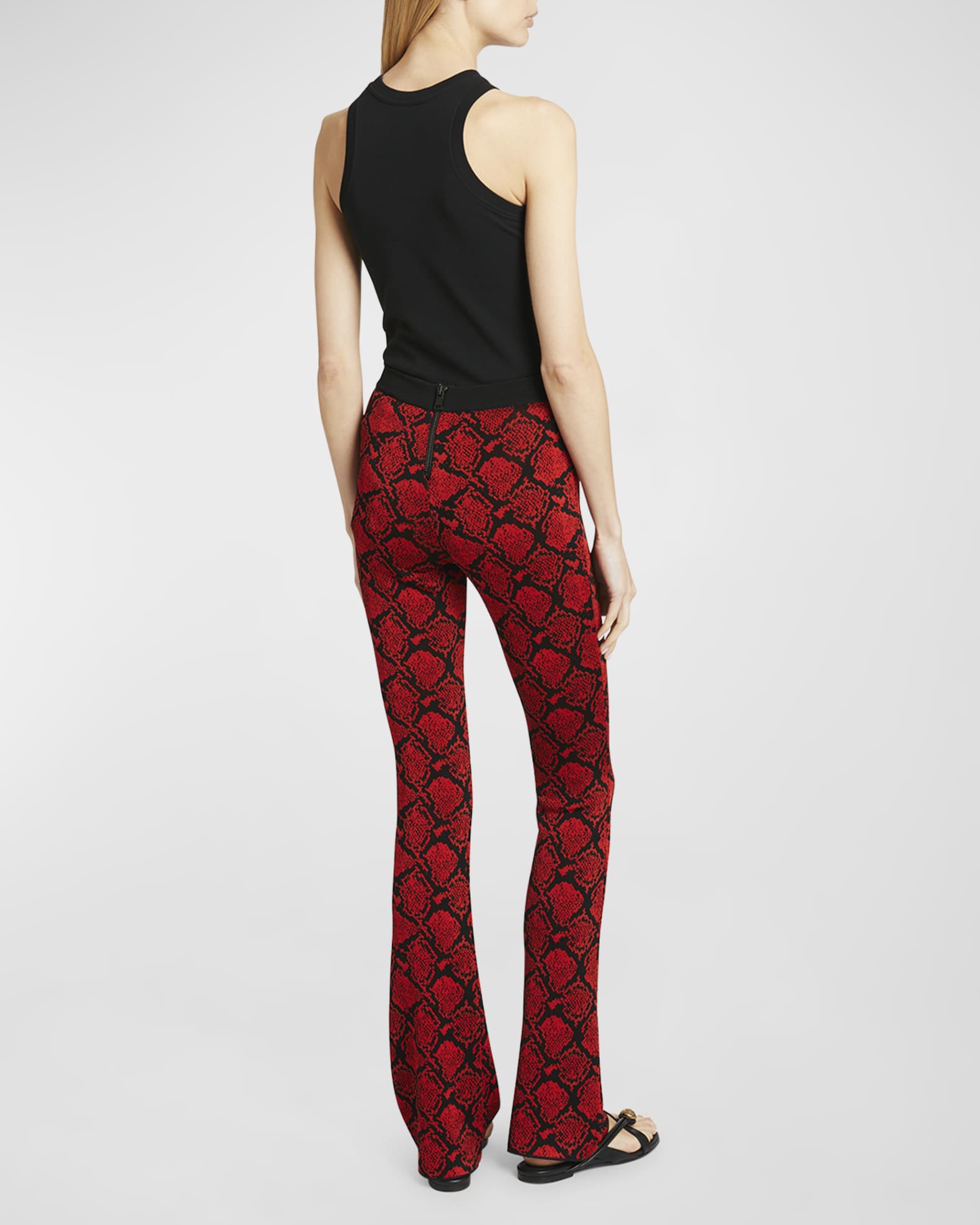 Balmain Python Jacquard-Knit Bootcut Pants | Neiman Marcus