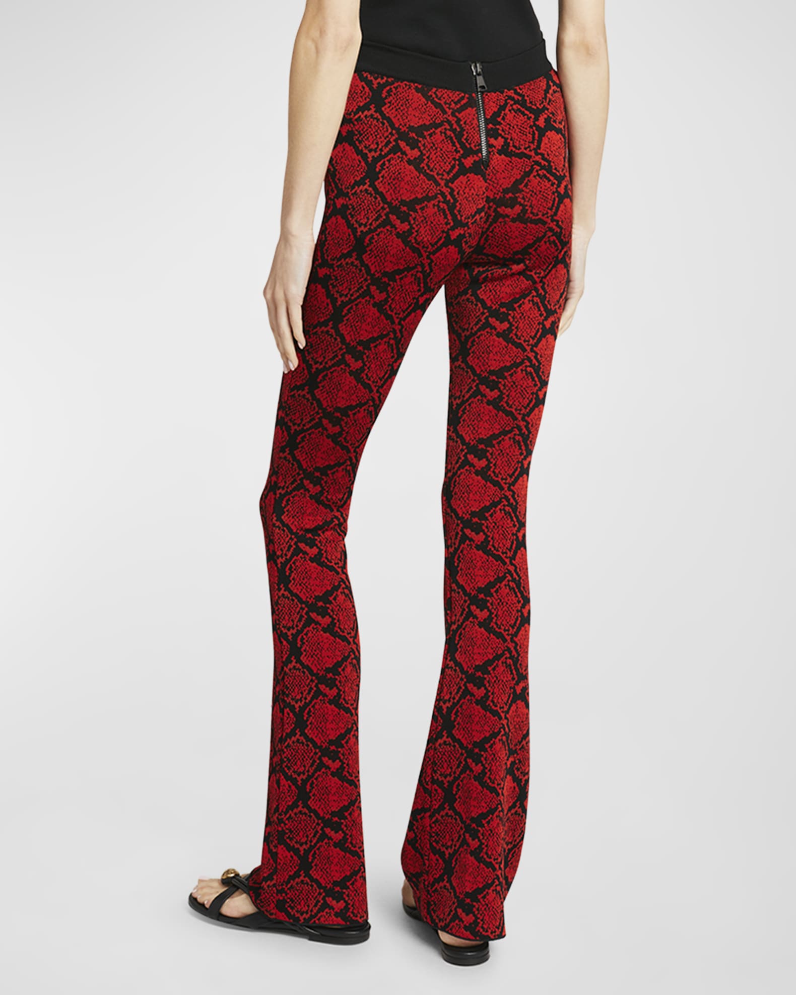 Balmain Python Jacquard-Knit Bootcut Pants | Neiman Marcus