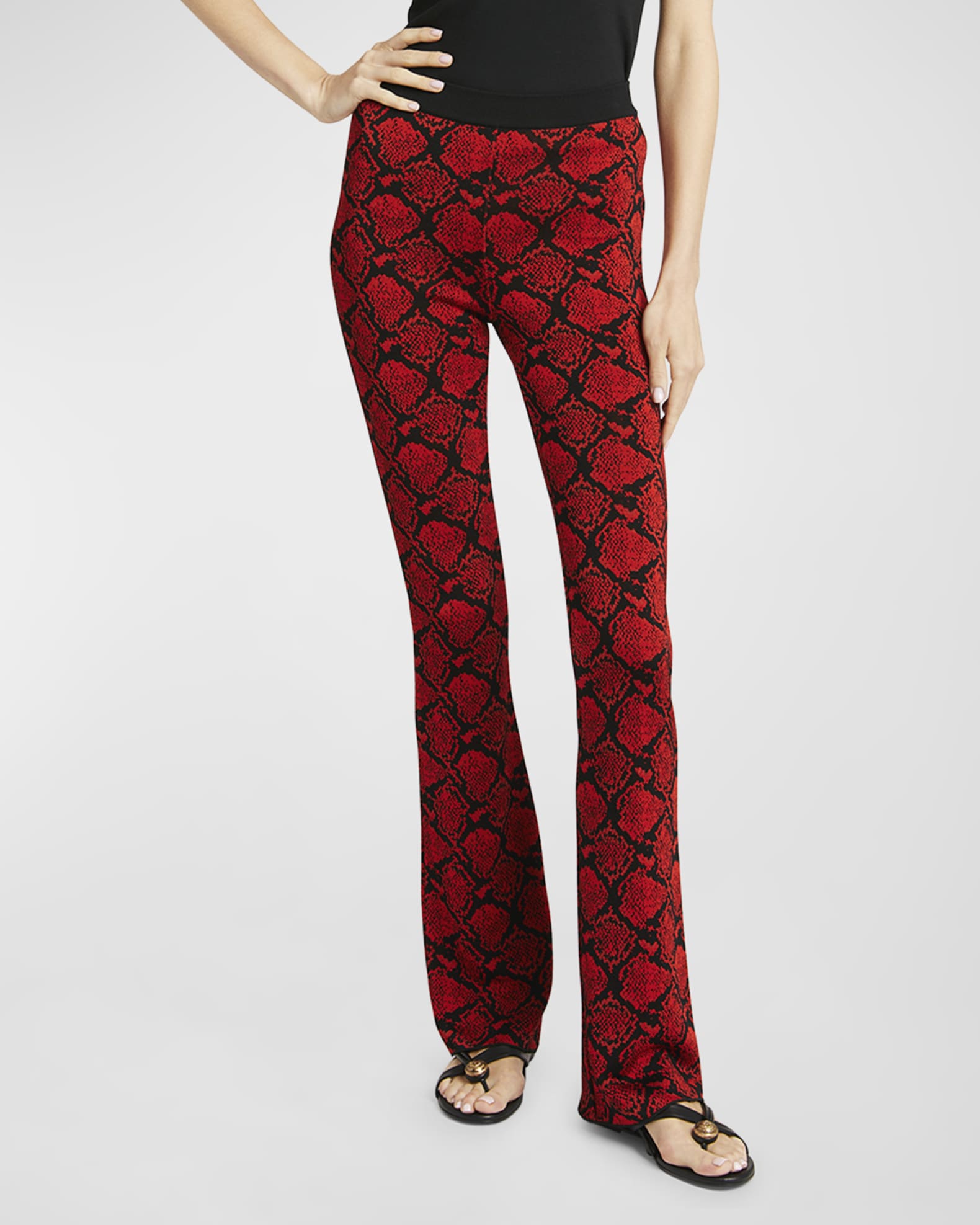Balmain Python Jacquard-Knit Bootcut Pants | Neiman Marcus