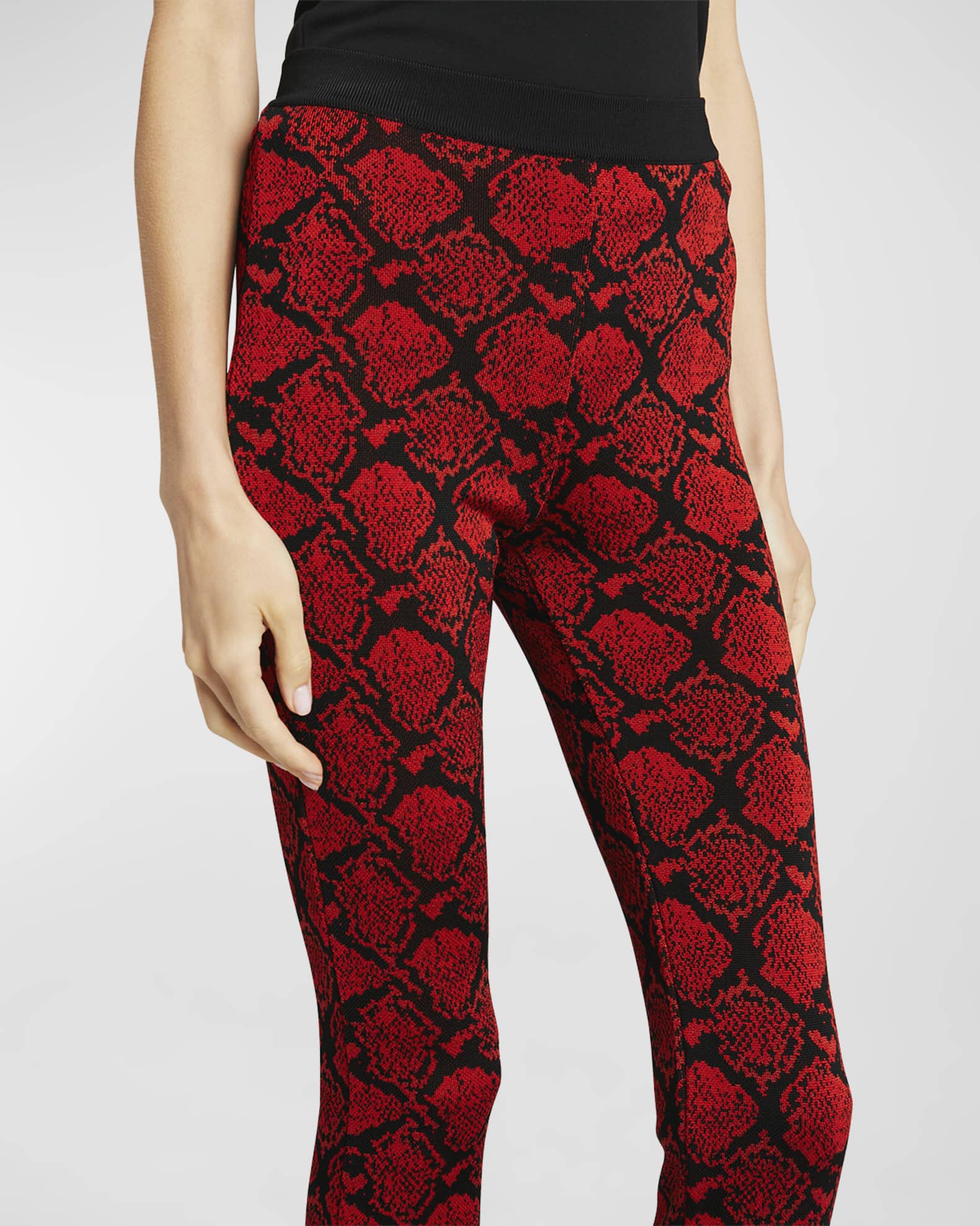 Balmain Python Jacquard-Knit Bootcut Pants | Neiman Marcus