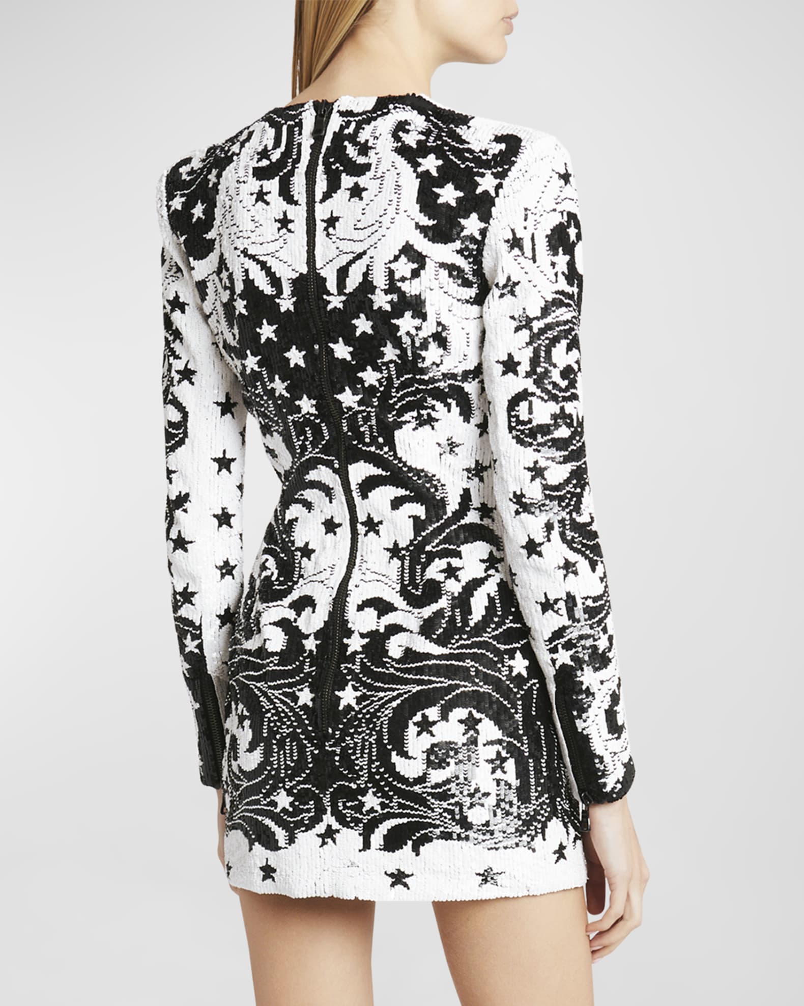 Balmain Paisley and Stars Sequin Mini Dress | Neiman Marcus