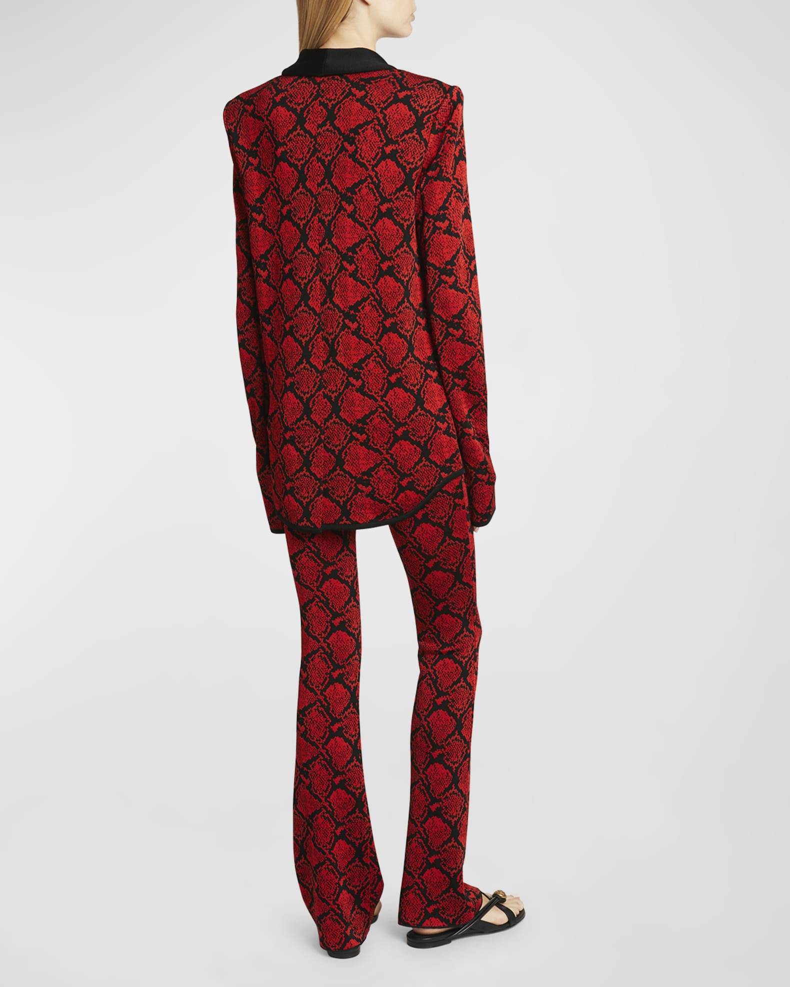 Balmain Double-Breasted Shawl-Collar Python Knit Blazer Jacket | Neiman ...