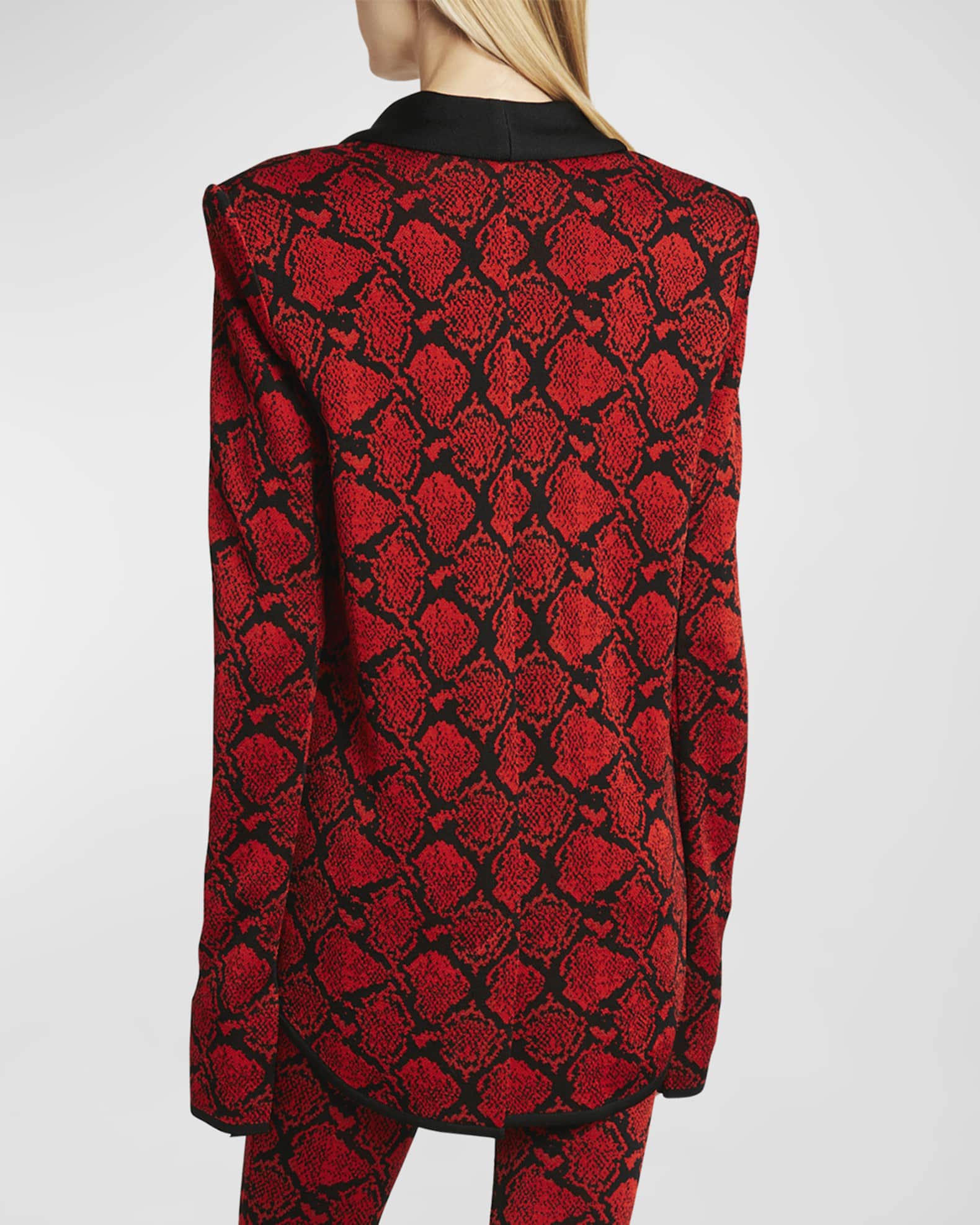 Balmain Double-Breasted Shawl-Collar Python Knit Blazer Jacket | Neiman ...