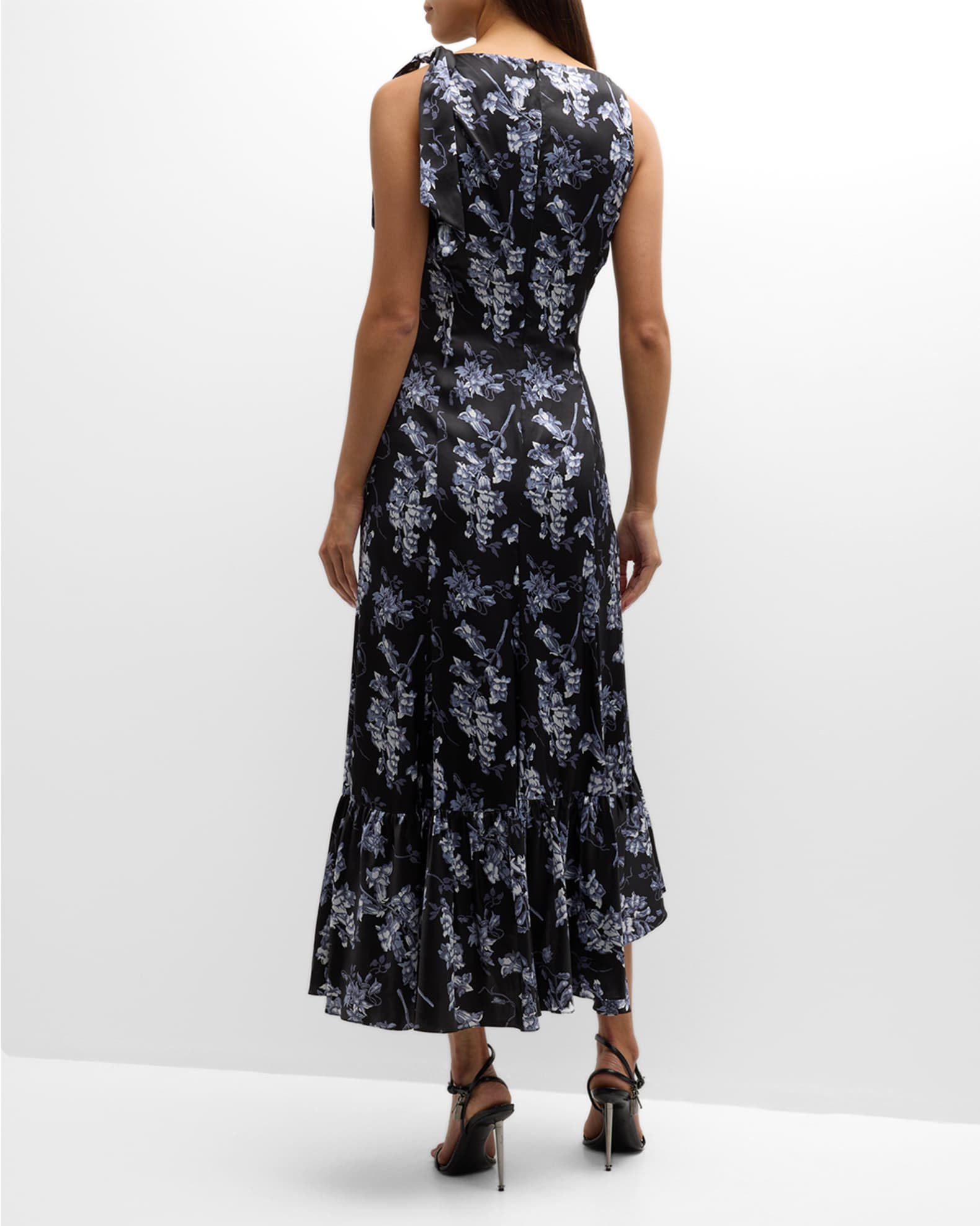 Cinq a Sept Anwan Floral Silk Sleeveless High-Low Midi Dress | Neiman ...