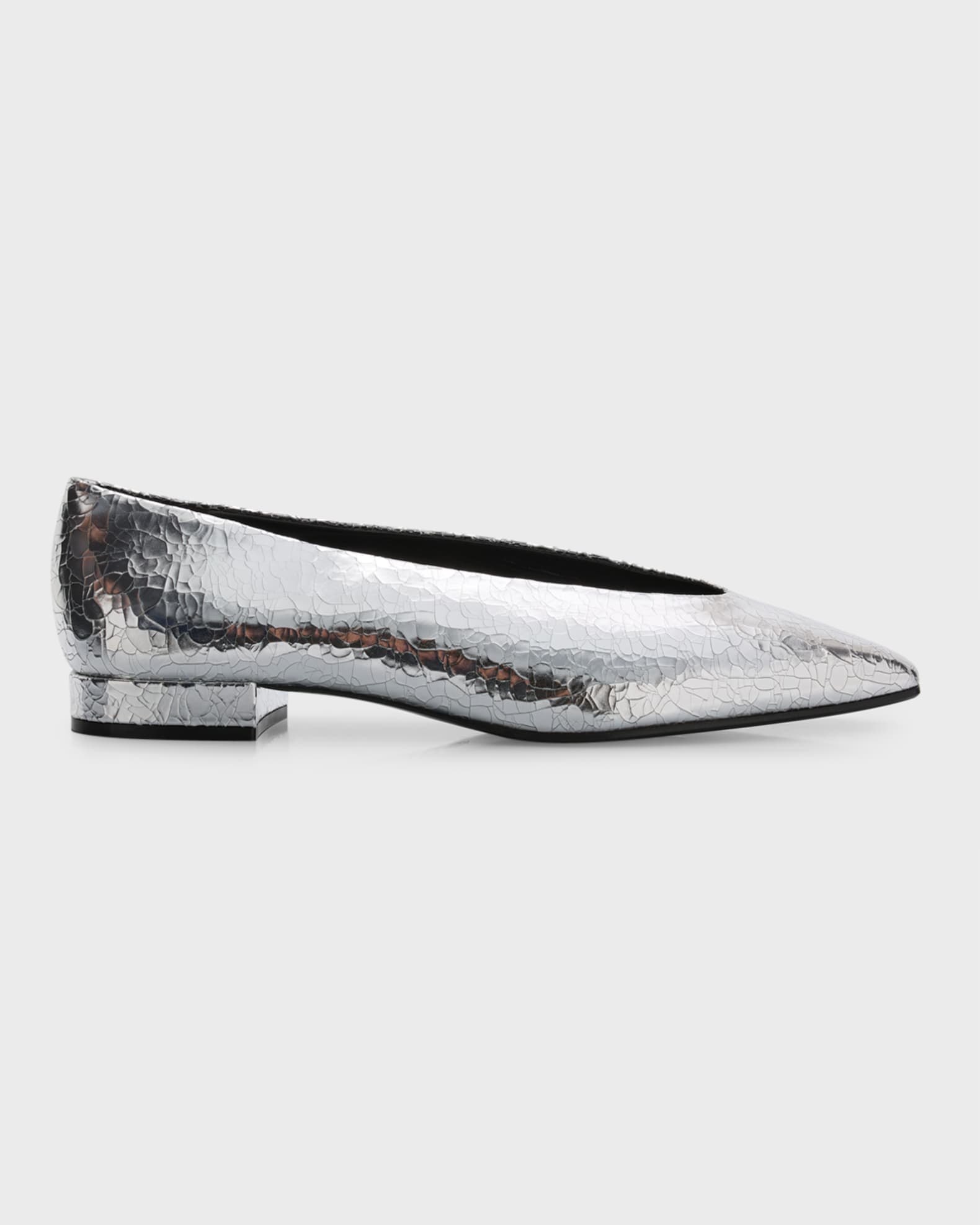 Loro Piana Rebecca Cracked Metallic Ballerina Flats | Neiman Marcus