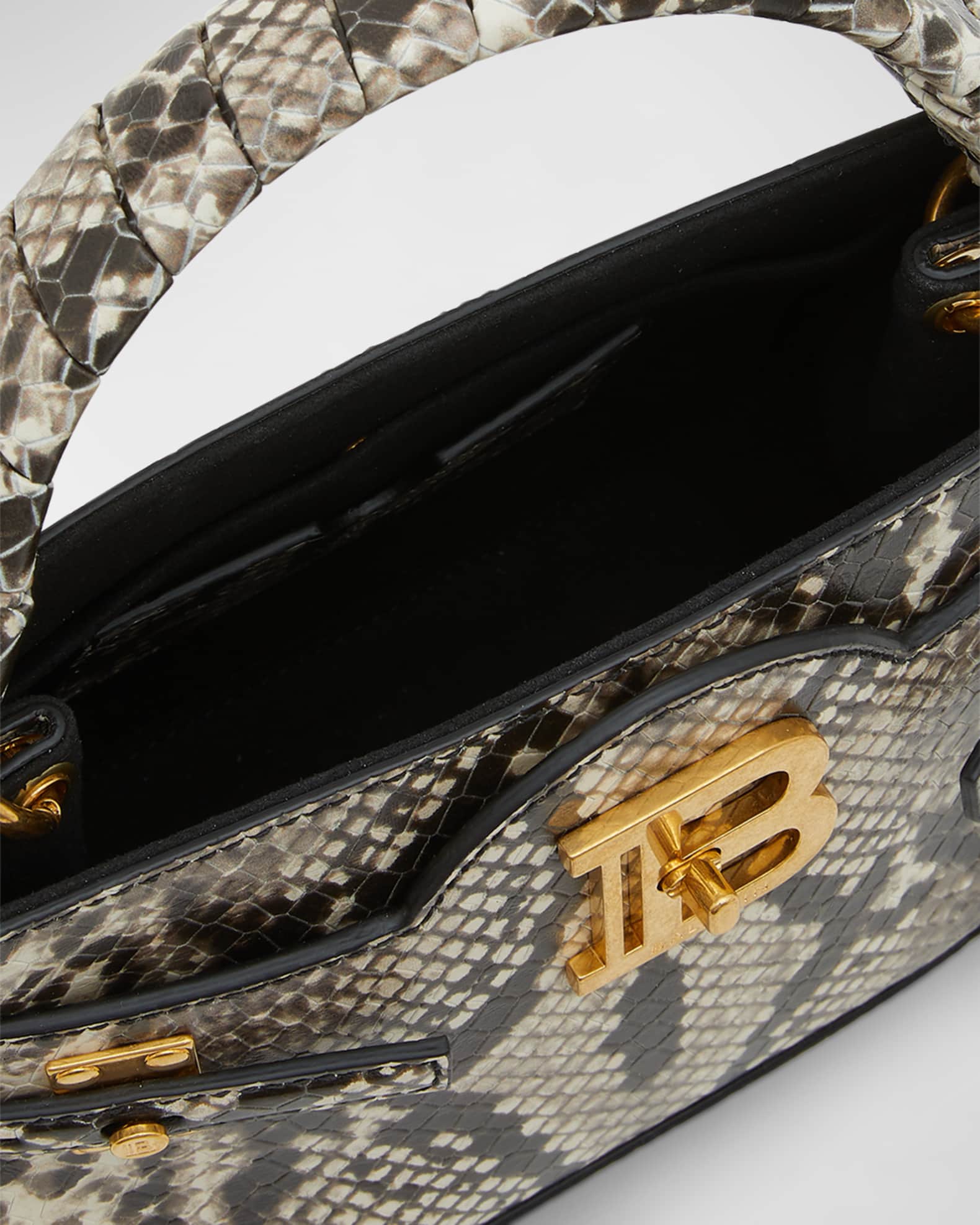 Balmain BBuzz 22 Top-Handle Bag in Python-Embossed Leather | Neiman Marcus