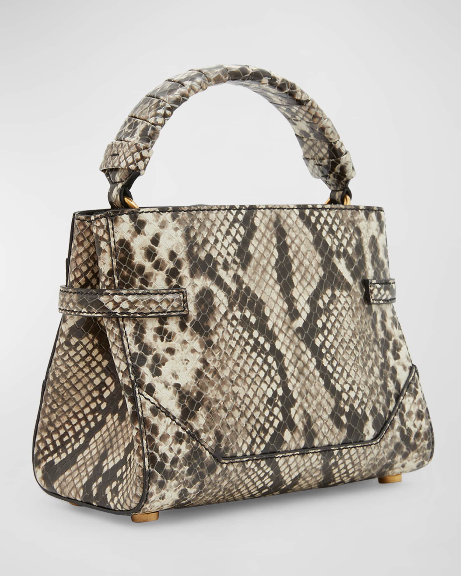 Balmain BBuzz 22 Top-Handle Bag in Python-Embossed Leather | Neiman Marcus