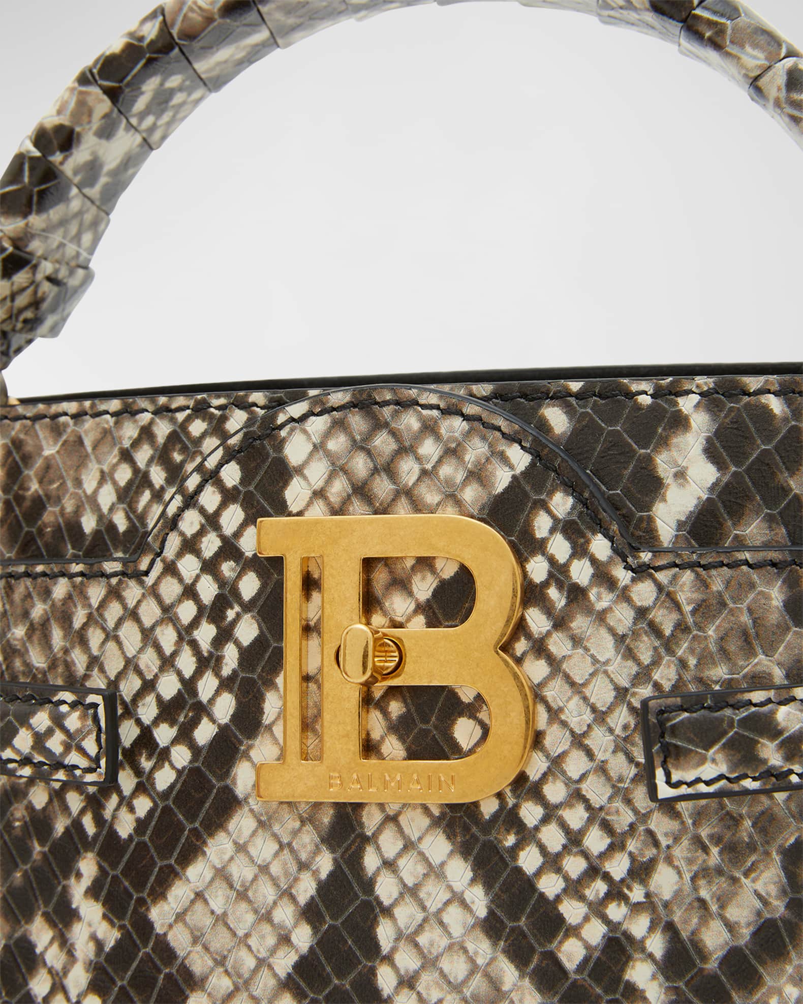 Balmain BBuzz 22 Top-Handle Bag in Python-Embossed Leather | Neiman Marcus