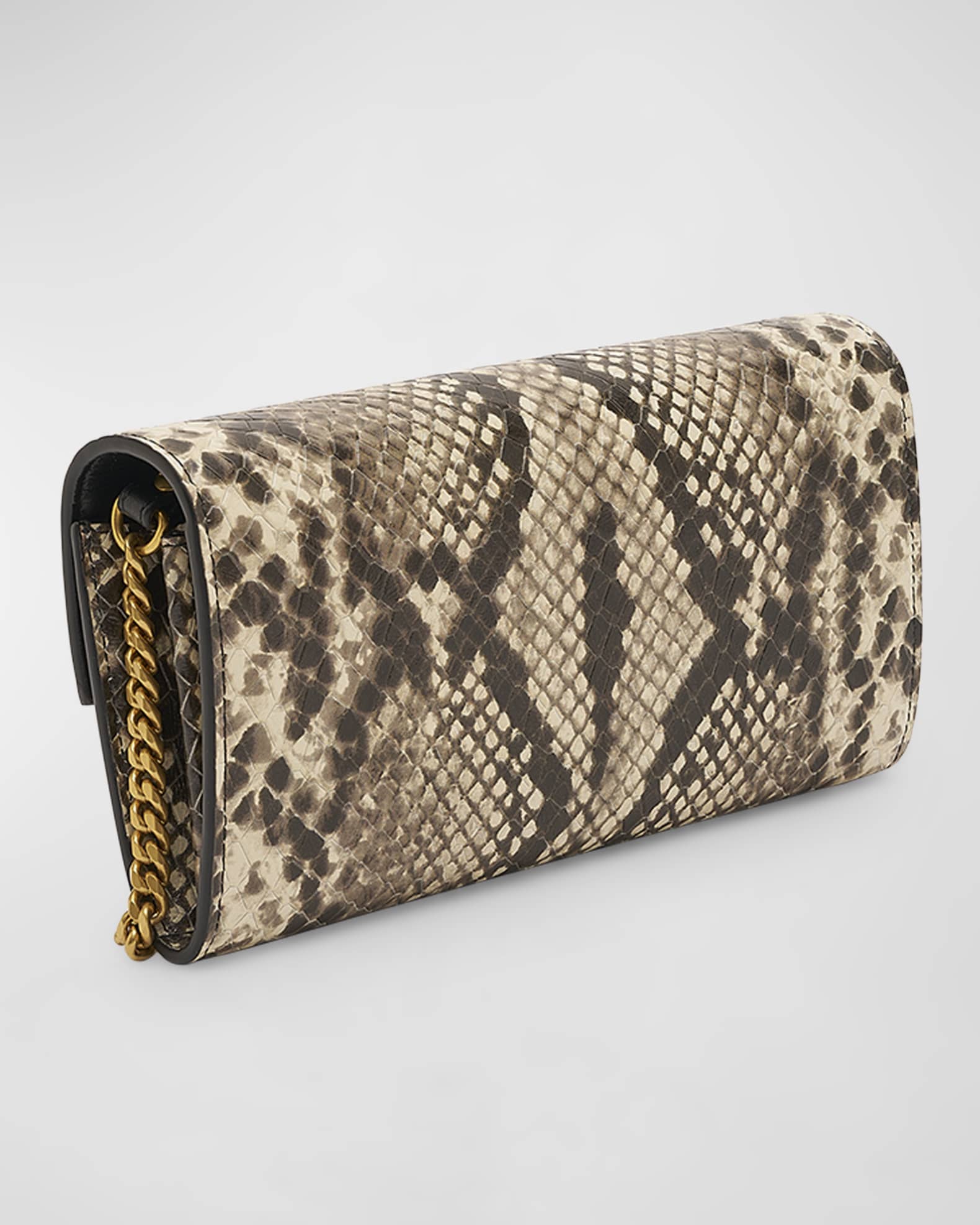 Balmain BBuzz Wallet on a Chain in Python-Embossed Leather | Neiman Marcus