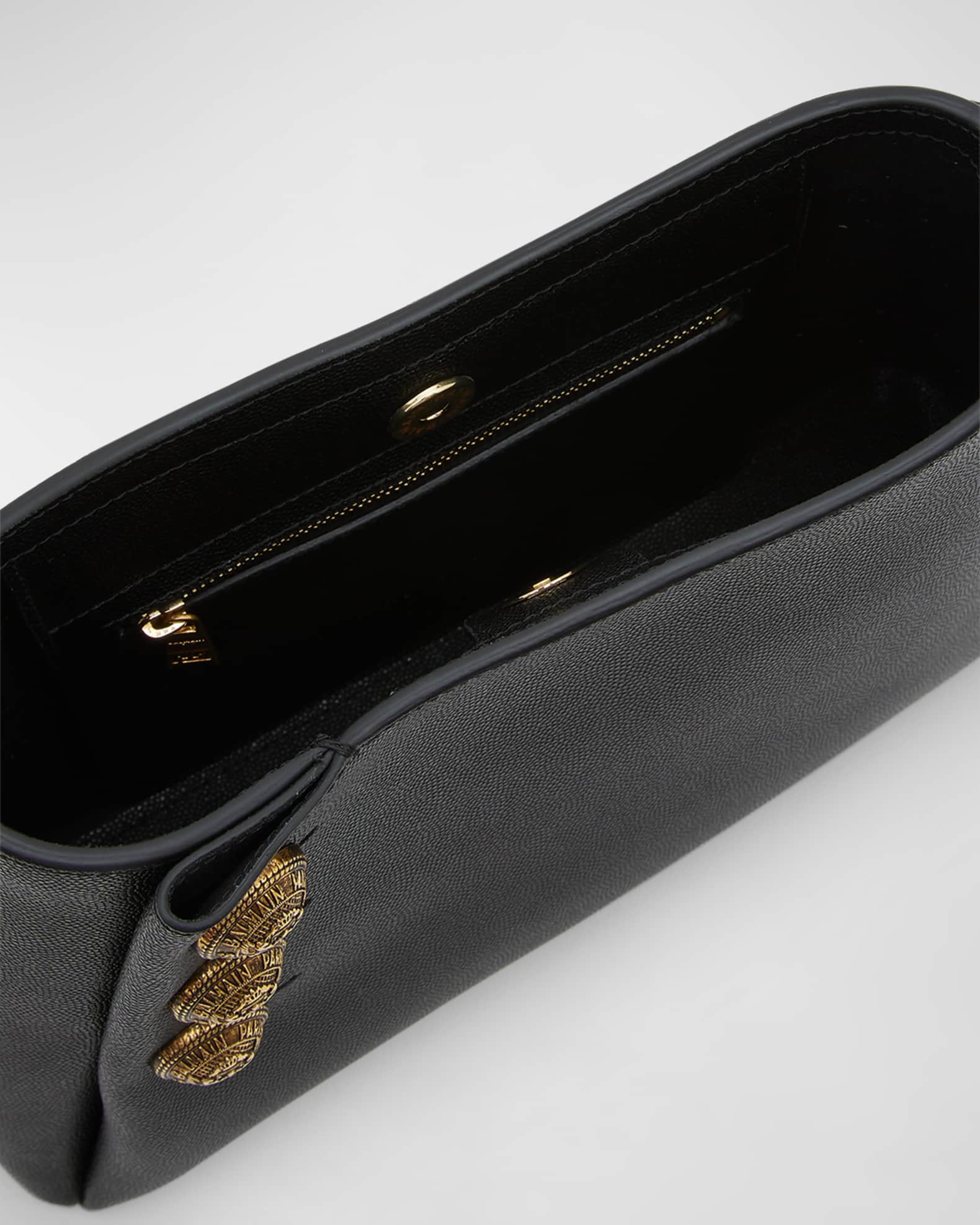 Balmain Embleme Shoulder Bag in Grained Leather | Neiman Marcus