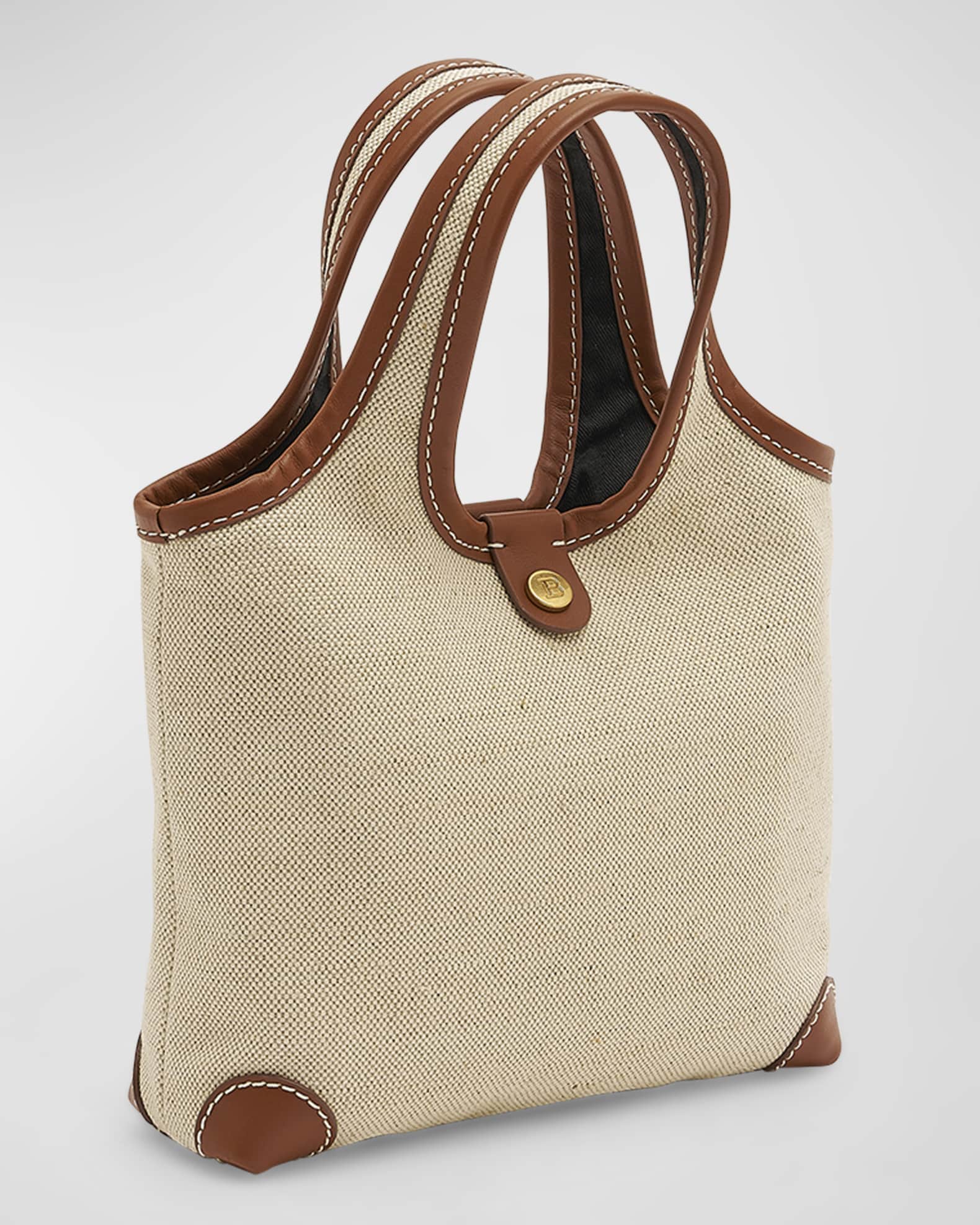 Balmain B Army Mini Grocery Tote Bag in Canvas with Leather Handle ...