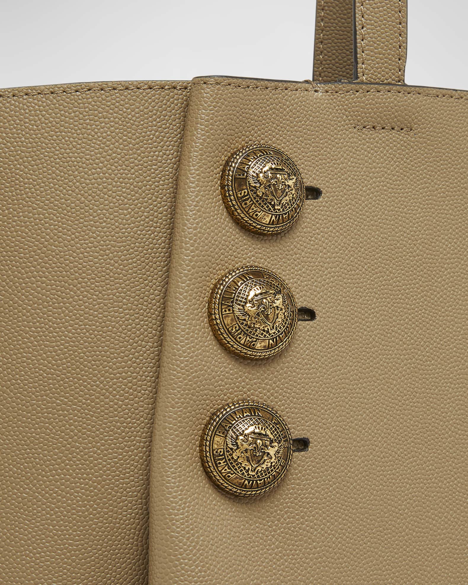 Balmain Embleme Shopper Tote Bag in Grained Leather | Neiman Marcus