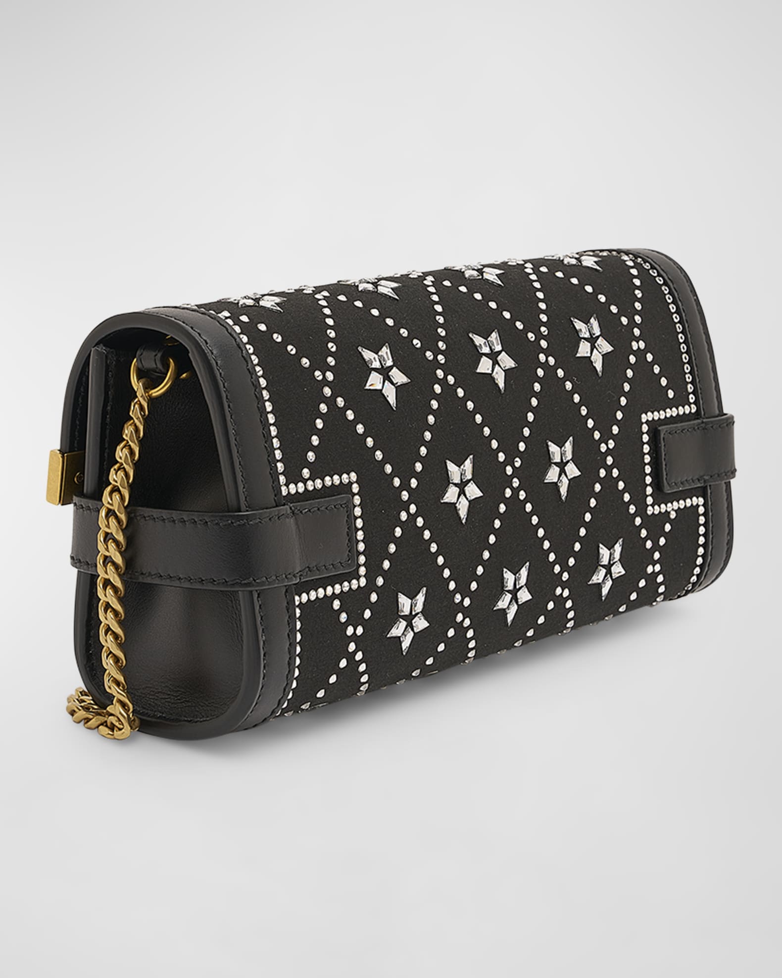 Balmain BBuzz 23 Wallet on a Chain in Satin with Crystals | Neiman Marcus