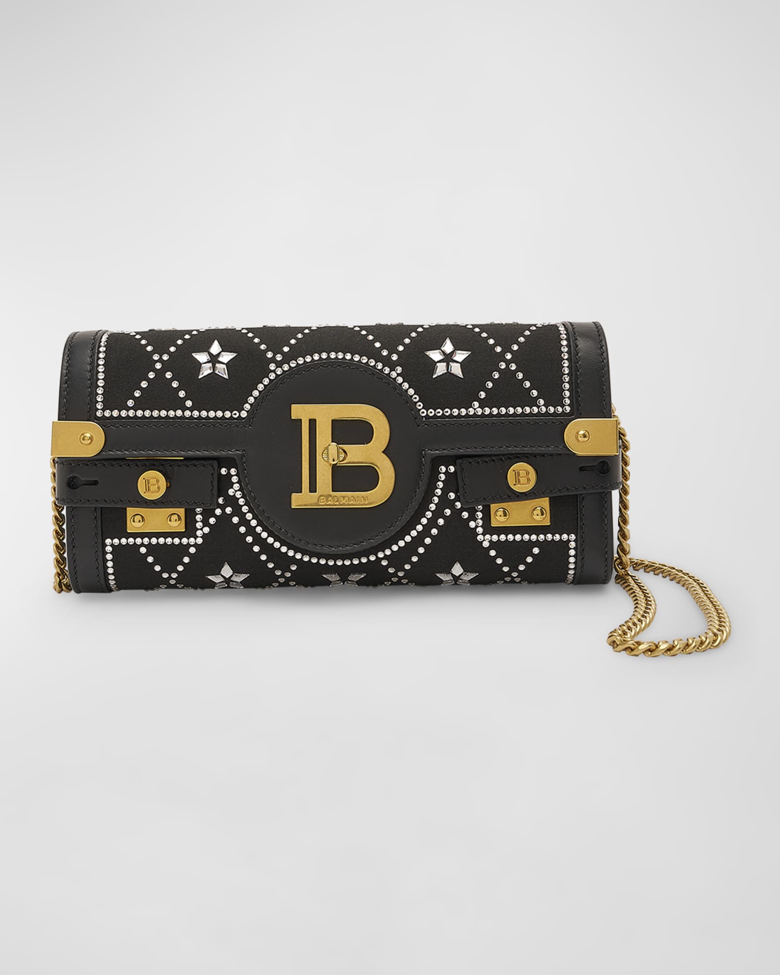 Balmain BBuzz 23 Wallet on a Chain in Satin with Crystals | Neiman Marcus