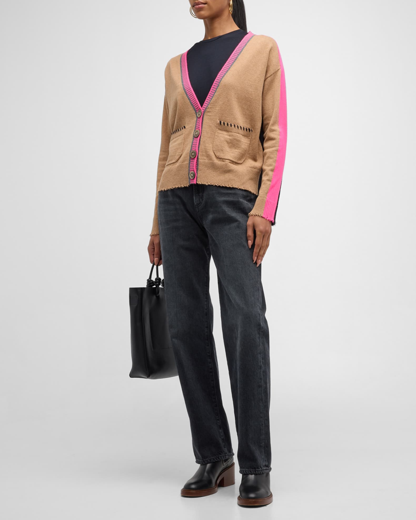 Lisa Todd Pocket Pleaser Colorblock Button-Down Cardigan | Neiman Marcus