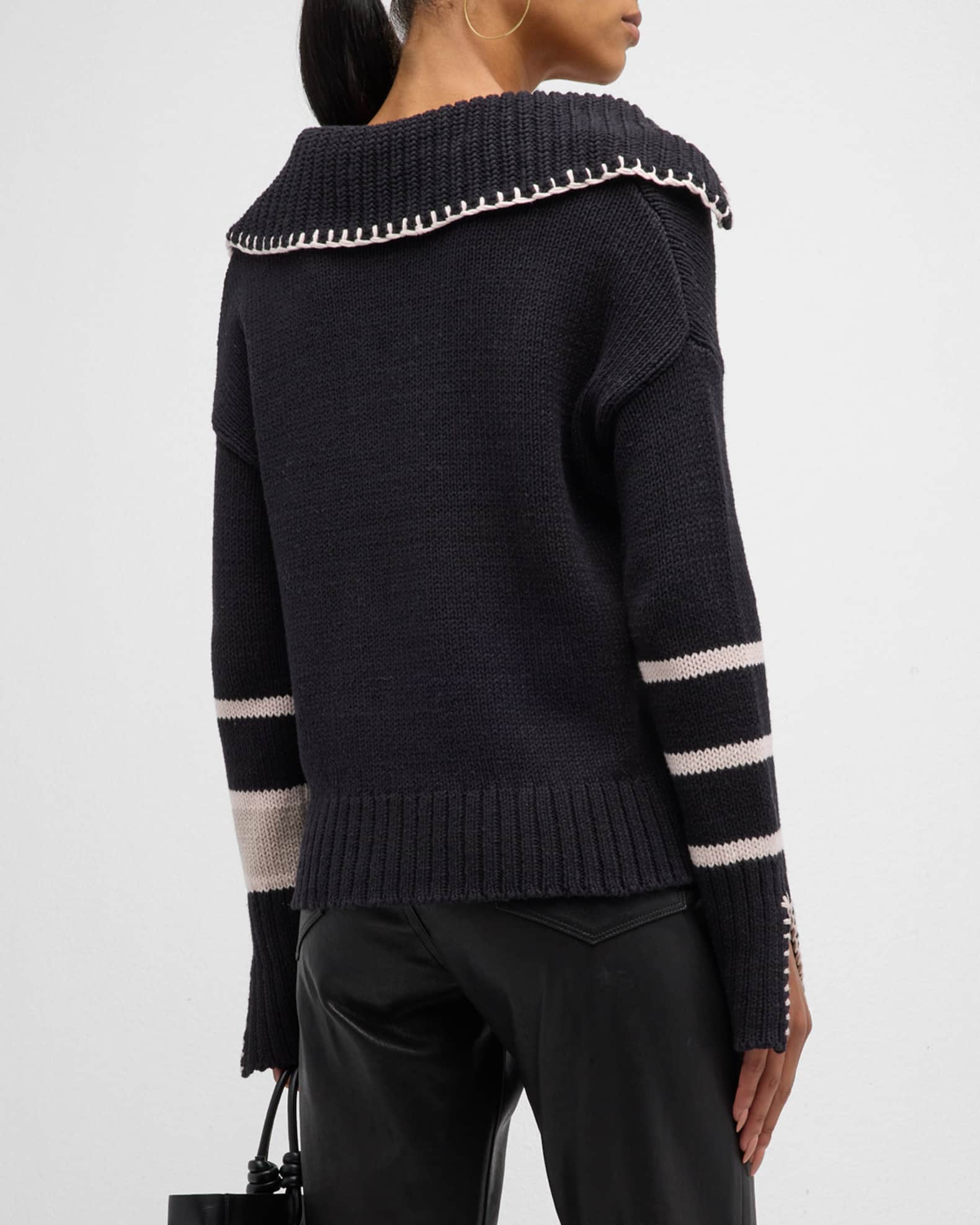 Lisa Todd Collar Call Embroidered Sailor Sweater | Neiman Marcus