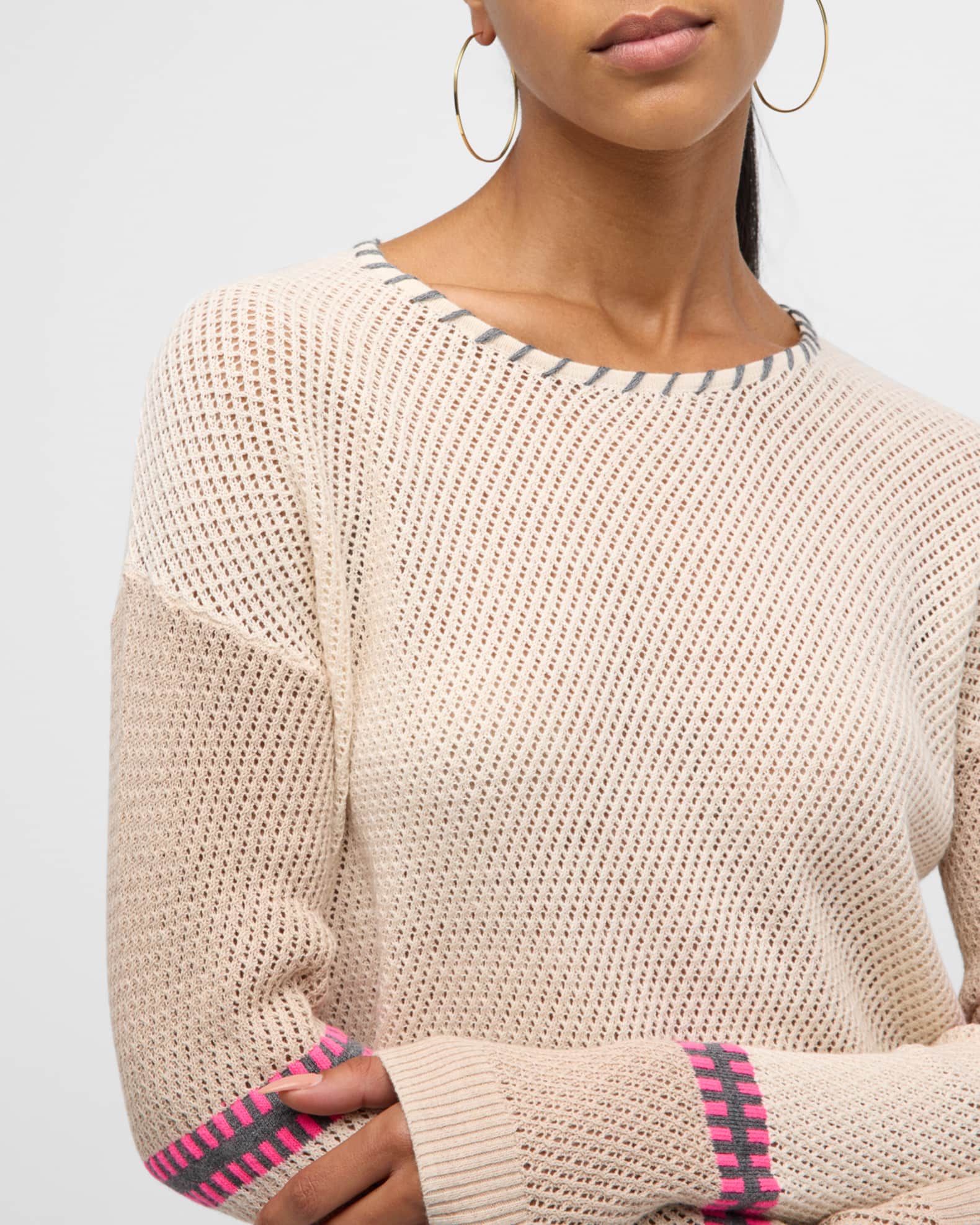 Lisa Todd Arm-Our Pointelle Knit Whipstitch Pullover | Neiman Marcus
