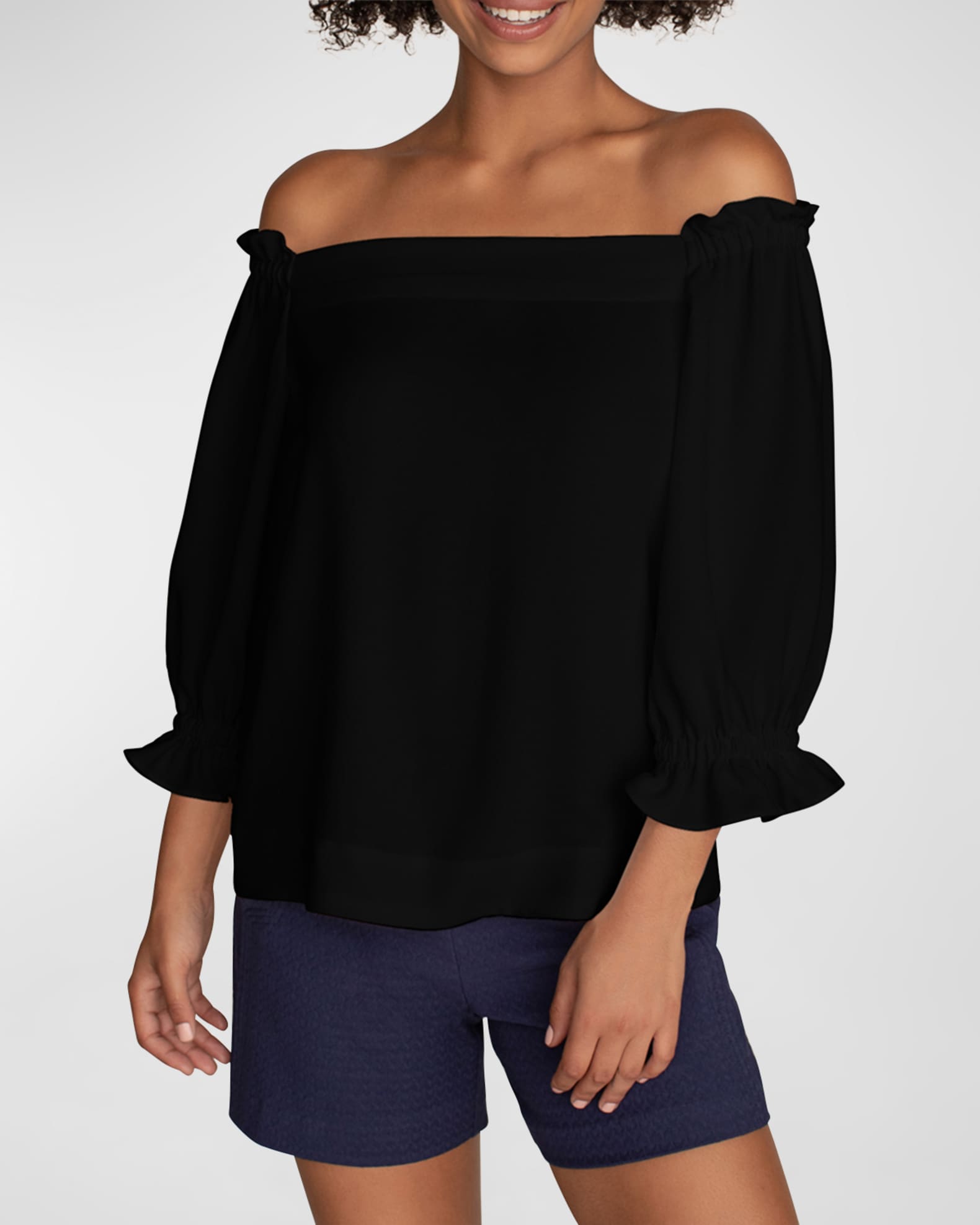 Trina Turk Equinox Off-Shoulder Crepe Top | Neiman Marcus