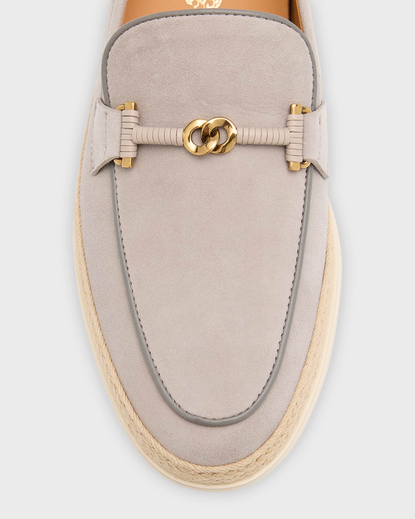 Tod's Gomma Suede T-Ring Espadrille Driver Loafers | Neiman Marcus