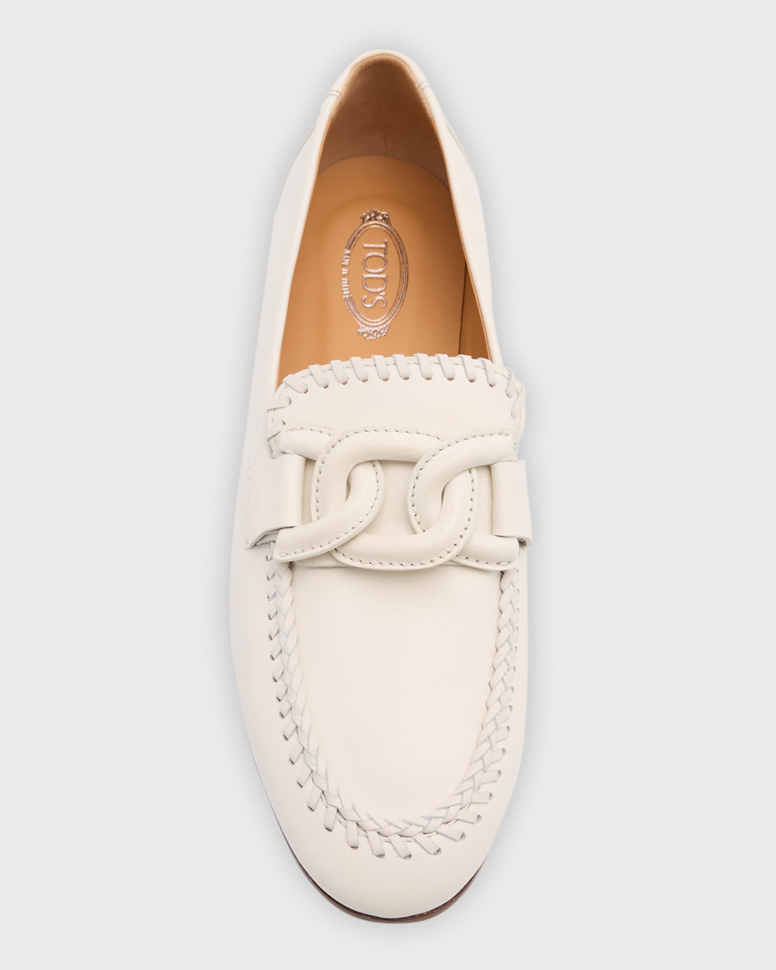 Tod's Leather Chain Topstitch Loafers | Neiman Marcus