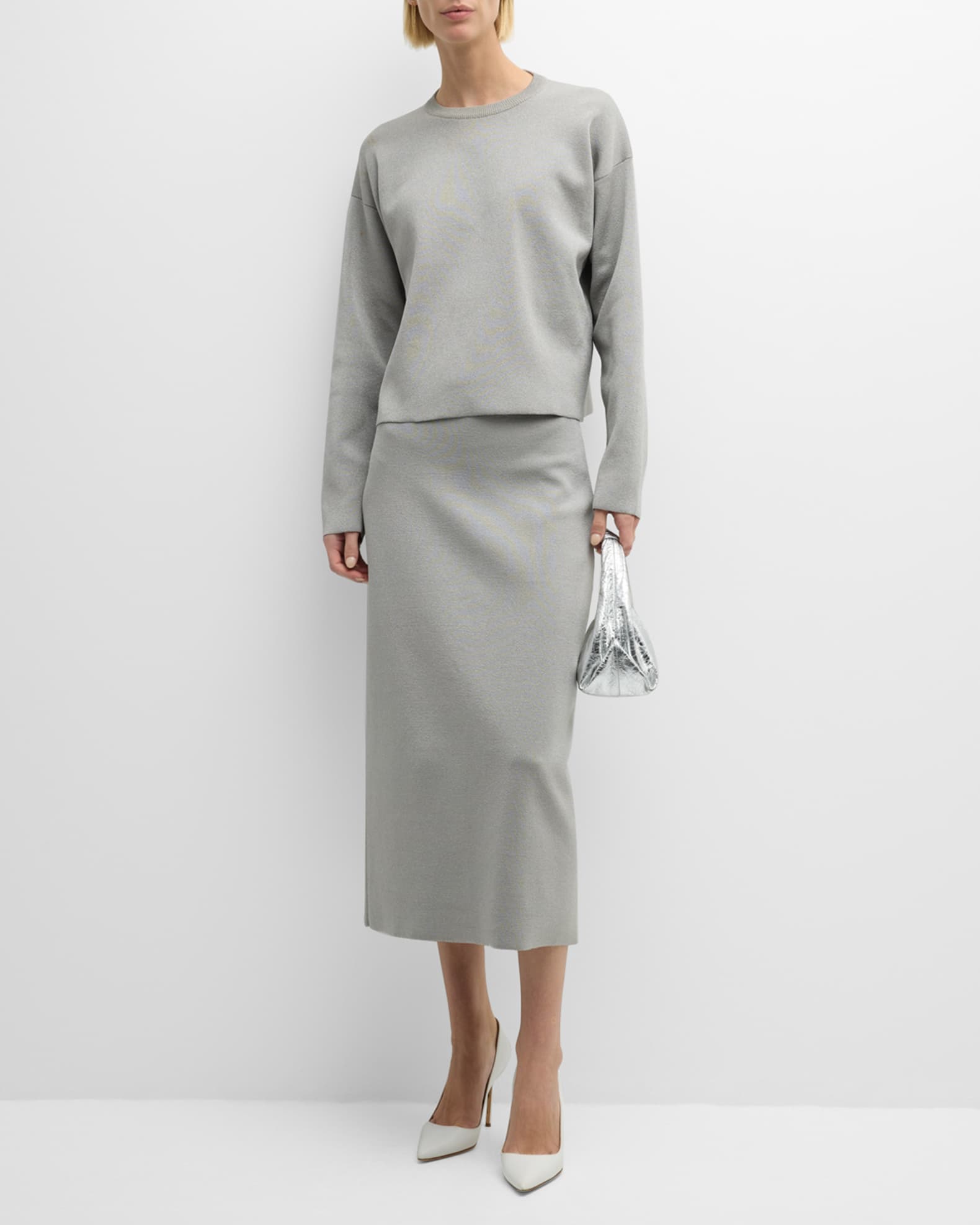 FABIANA FILIPPI Double-Knit Straight Midi Skirt | Neiman Marcus