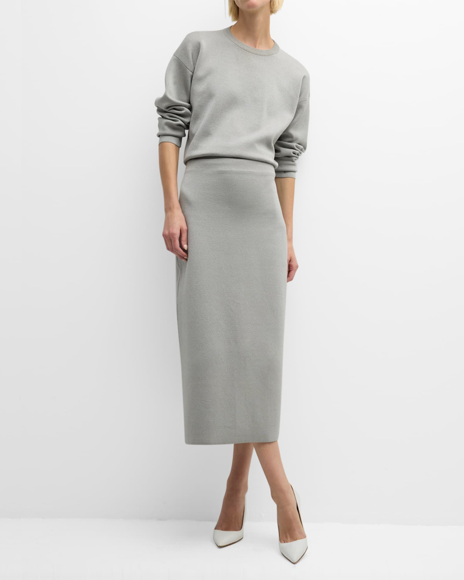 FABIANA FILIPPI Double-Knit Straight Midi Skirt | Neiman Marcus