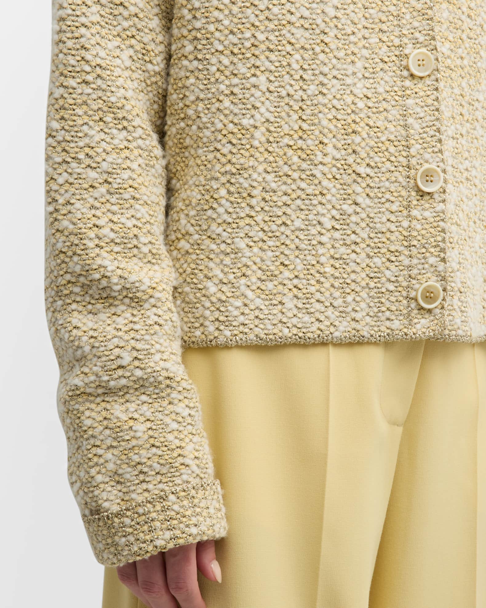 FABIANA FILIPPI Boxy Button-Down Metallic Tweed Cardigan | Neiman Marcus