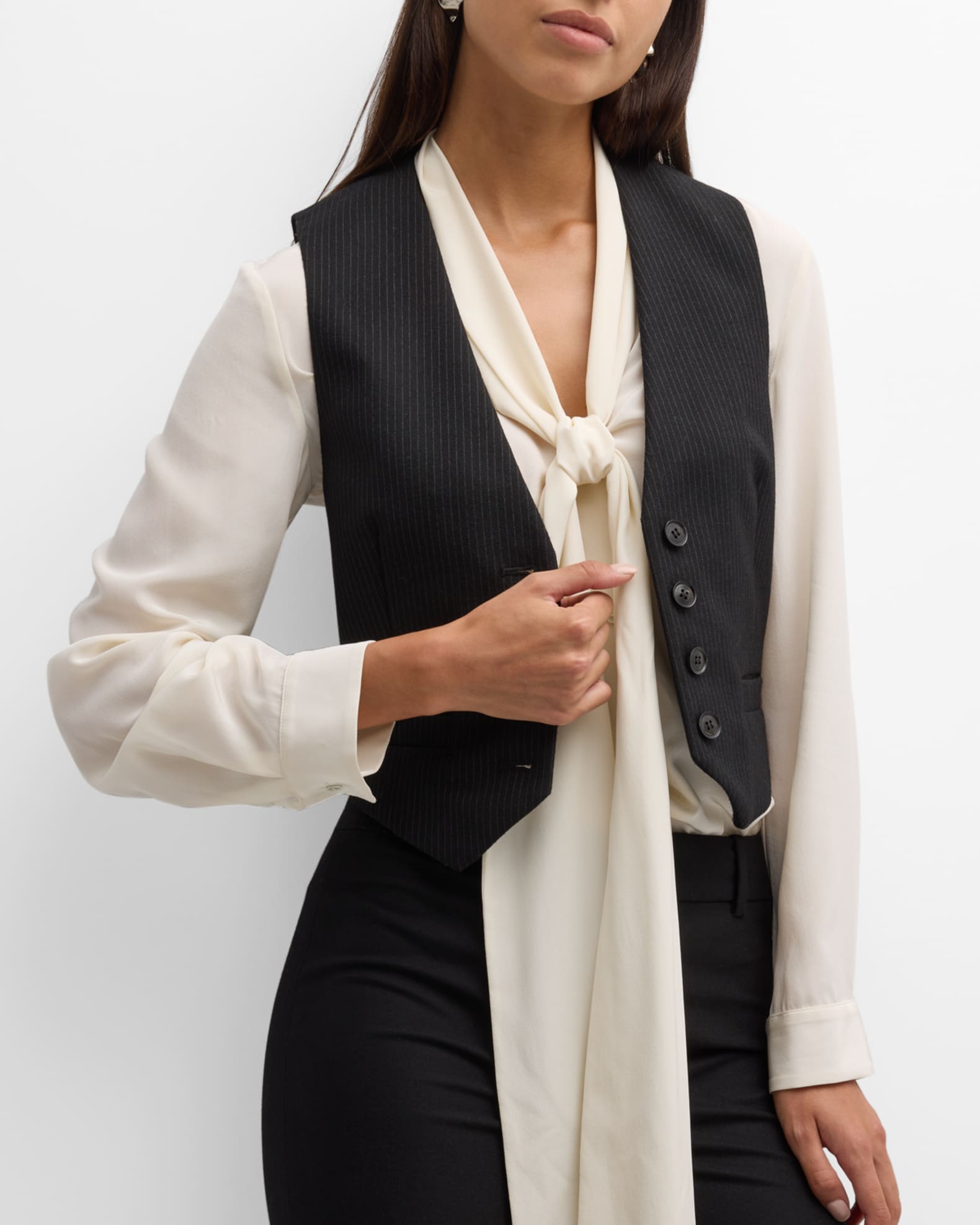 Nili Lotan Ismael Pinstripe Tailored Vest | Neiman Marcus