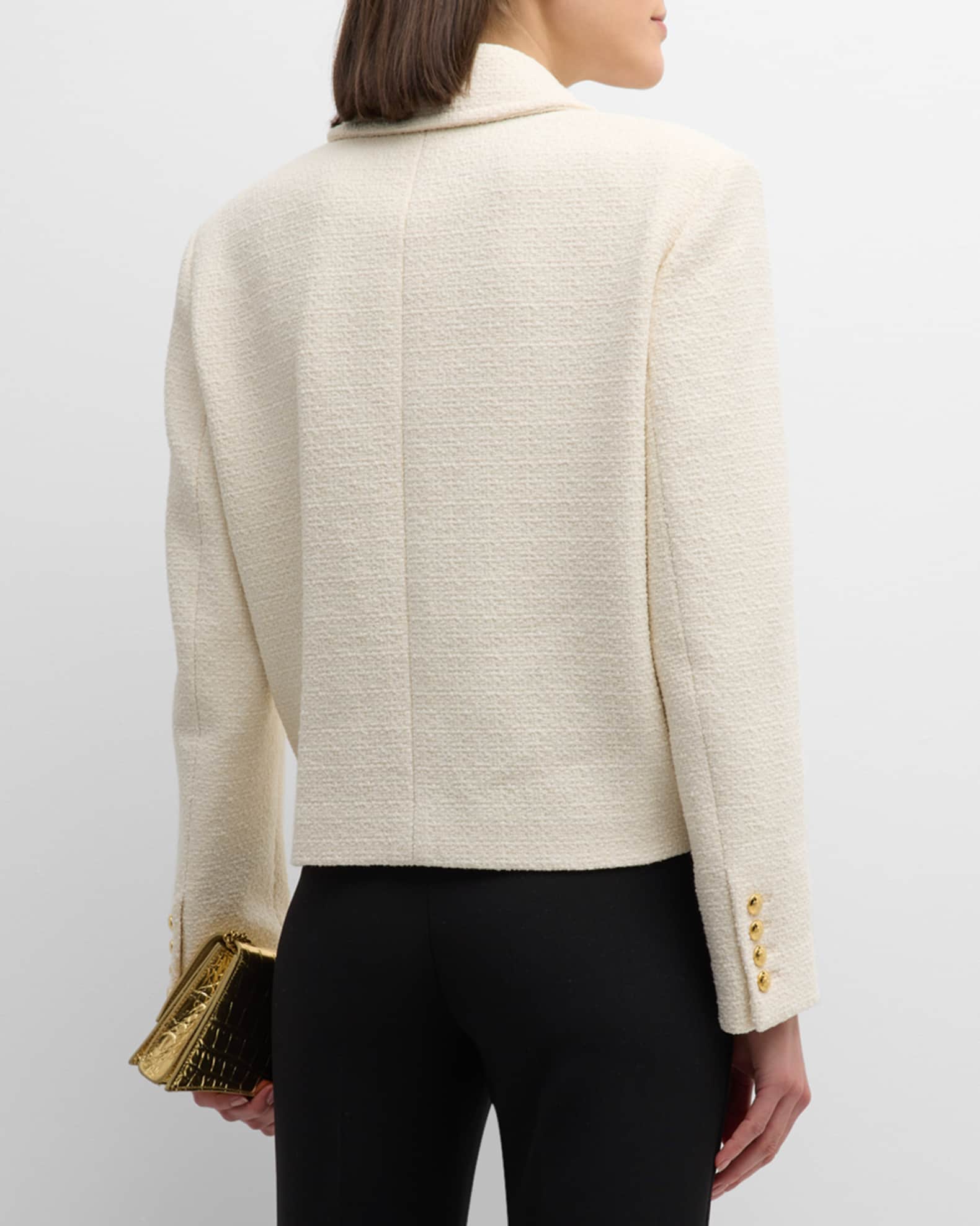 Nili Lotan Paloma 4 Brass Button Flap-Pockets Boucle Jacket | Neiman Marcus