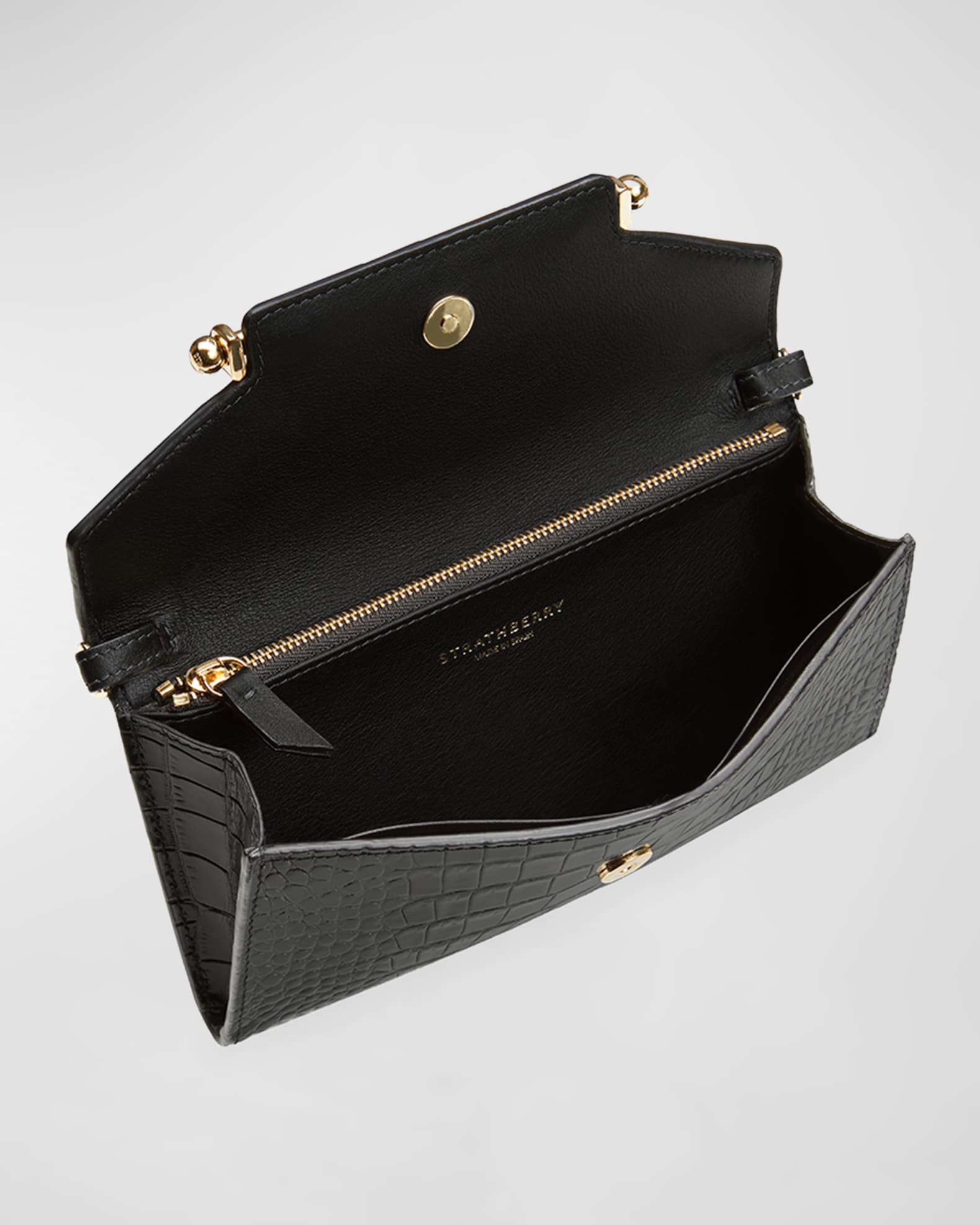 STRATHBERRY Multrees Croc-Embossed Wallet on Chain | Neiman Marcus