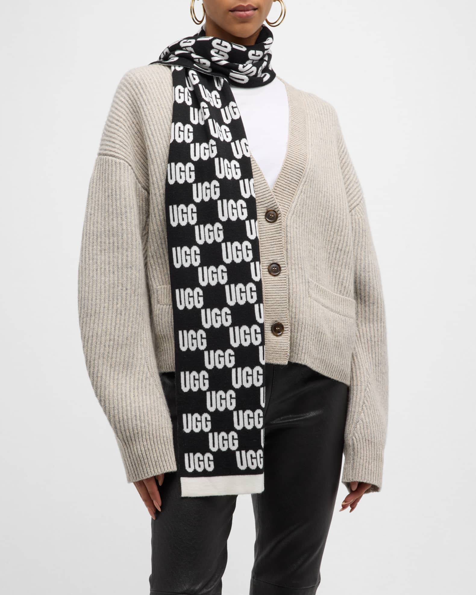UGG Graphic Logo Check Scarf | Neiman Marcus