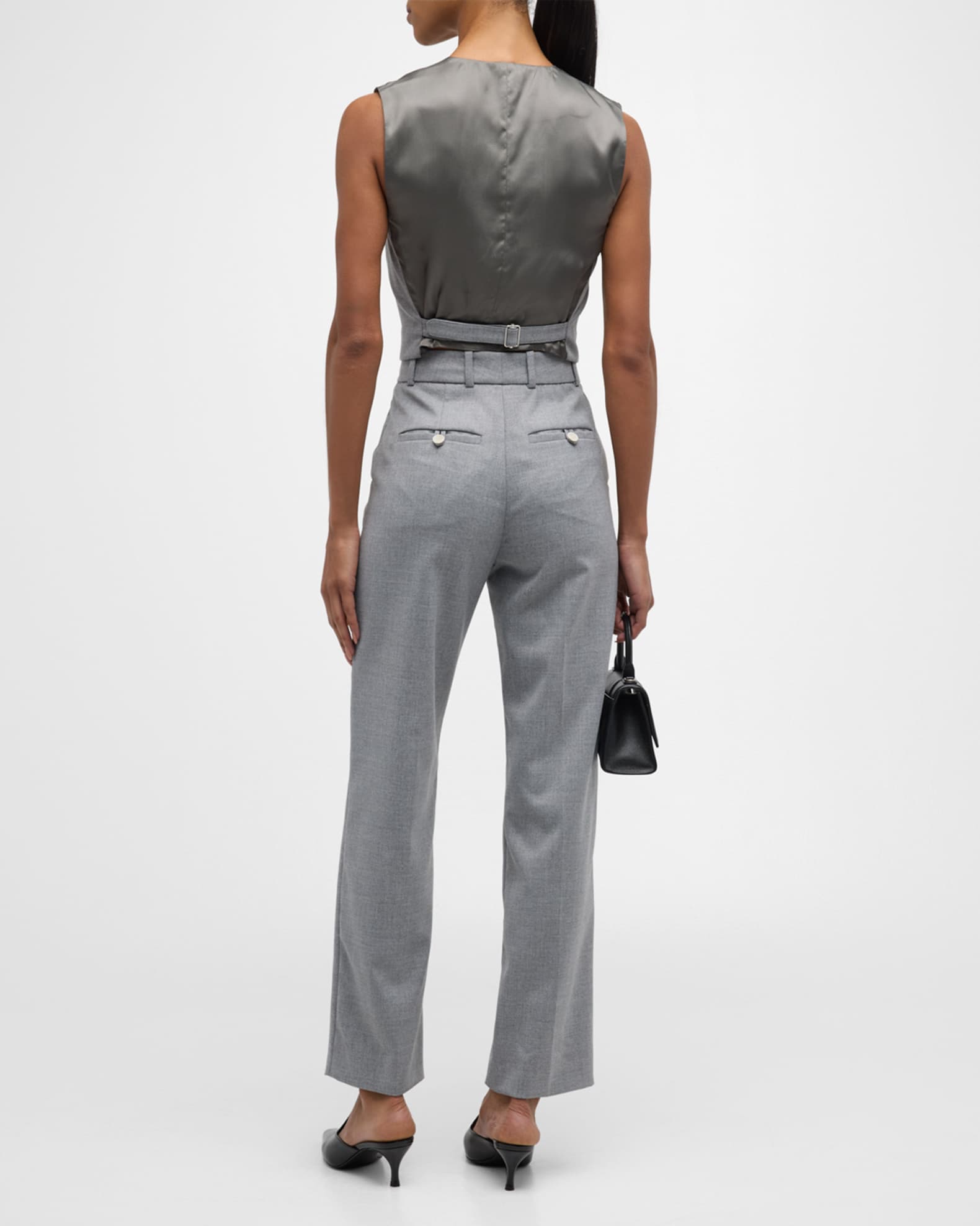 By Malene Birger Bettas Cropped Front-Slit Button-Down Vest | Neiman Marcus