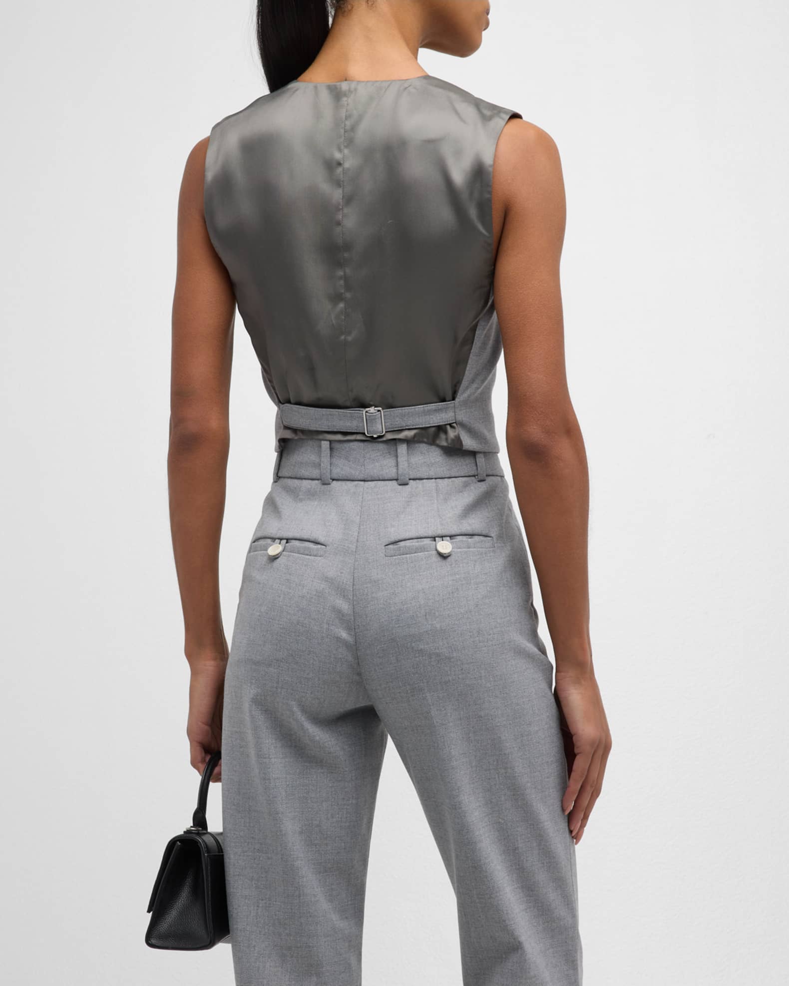 By Malene Birger Bettas Cropped Front-Slit Button-Down Vest | Neiman Marcus