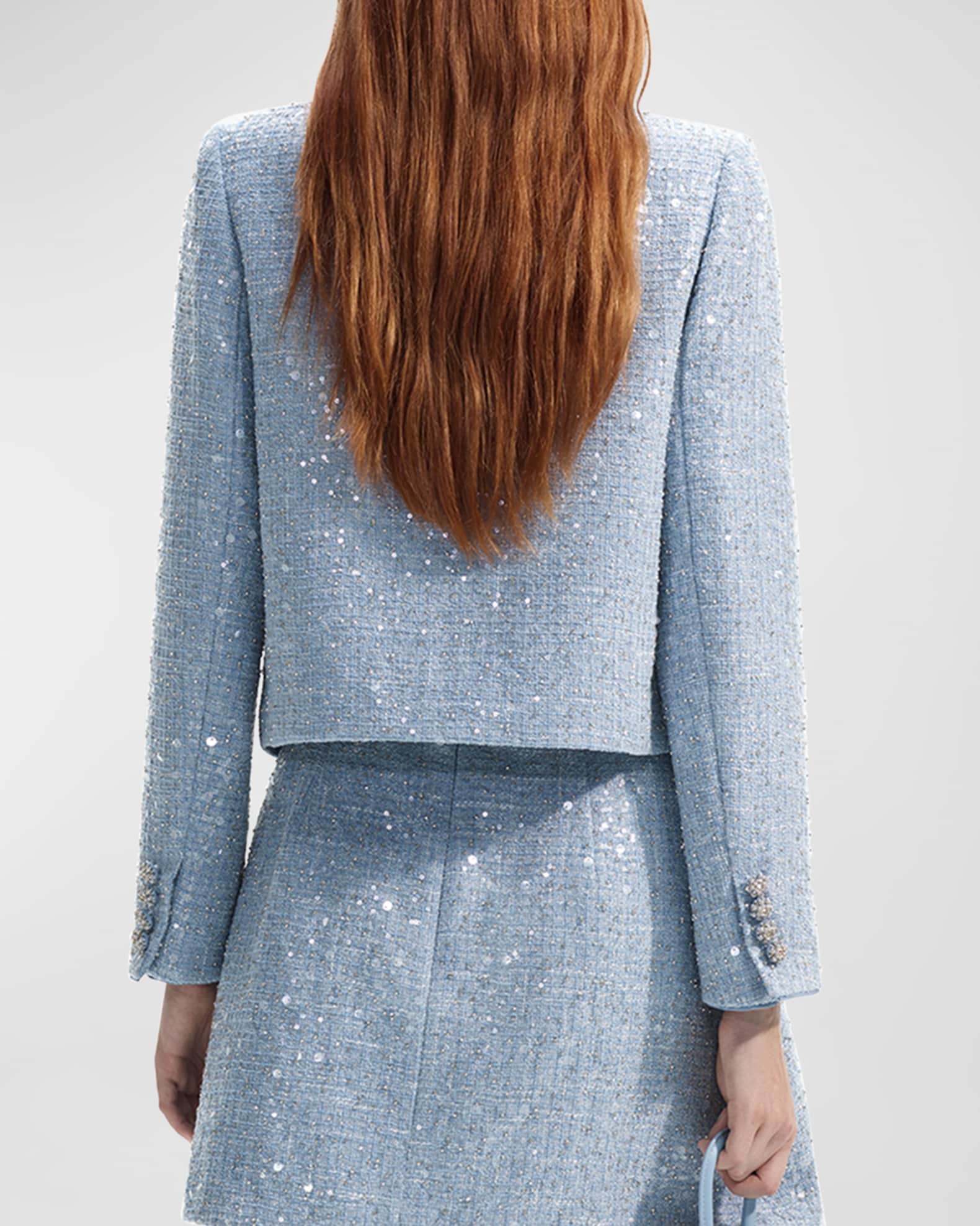 Self-Portrait Cropped Sequin Boucle Jacket | Neiman Marcus