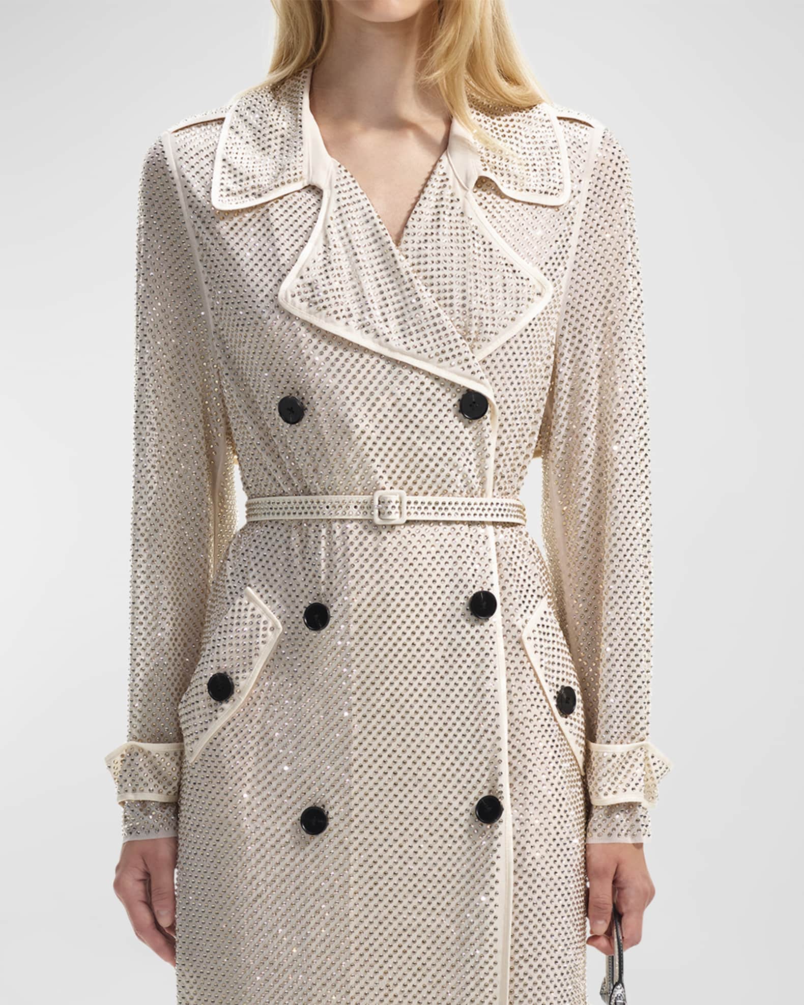Self-Portrait Rhinestone Trench Coat | Neiman Marcus