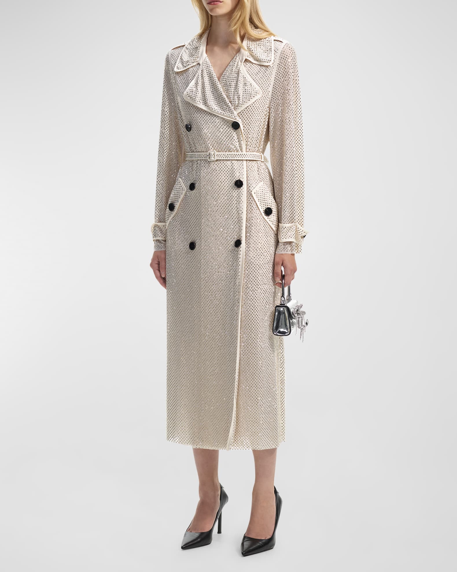 Self-Portrait Rhinestone Trench Coat | Neiman Marcus