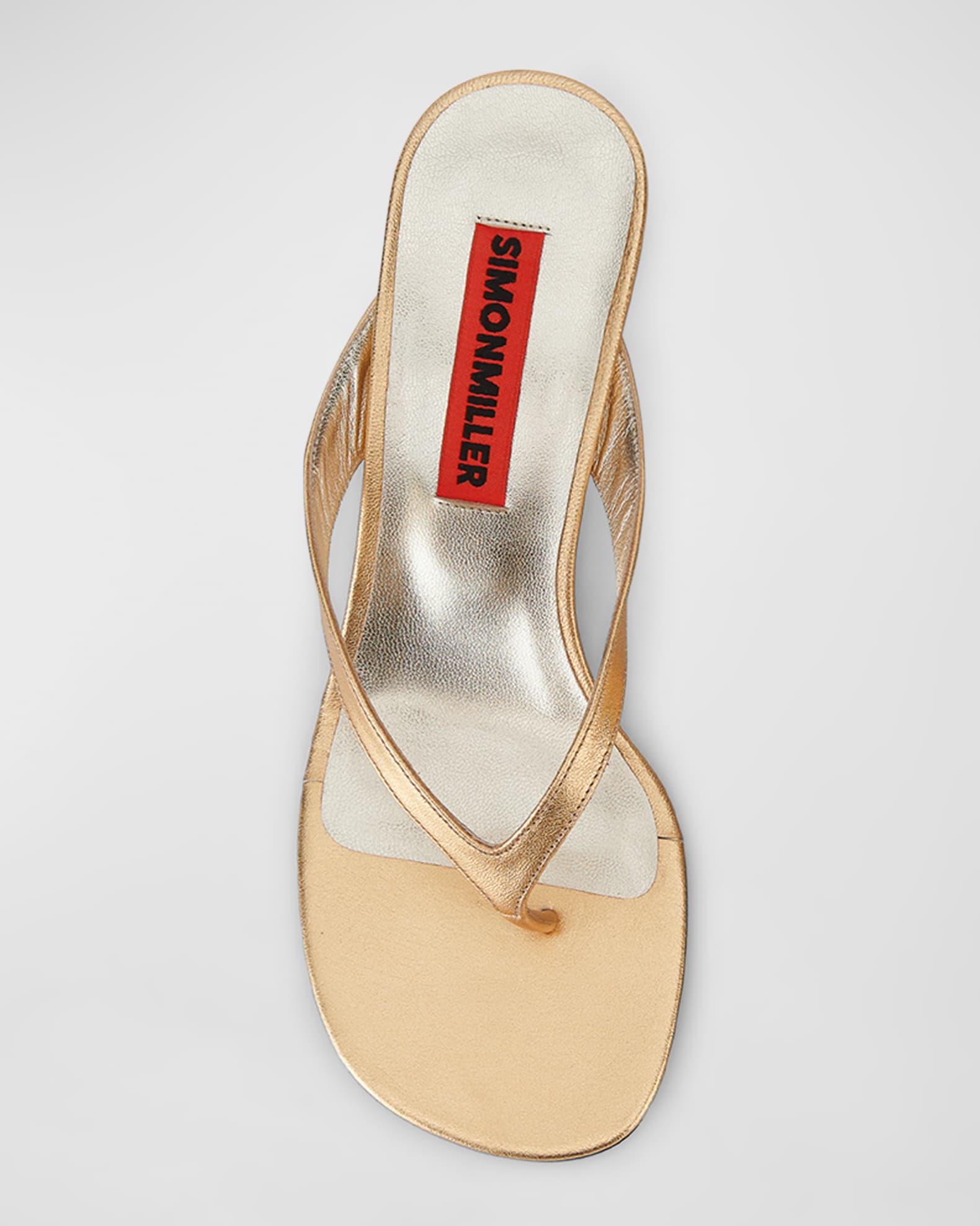 SIMONMILLER Beep Metallic Kitten-Heel Thong Sandals | Neiman Marcus