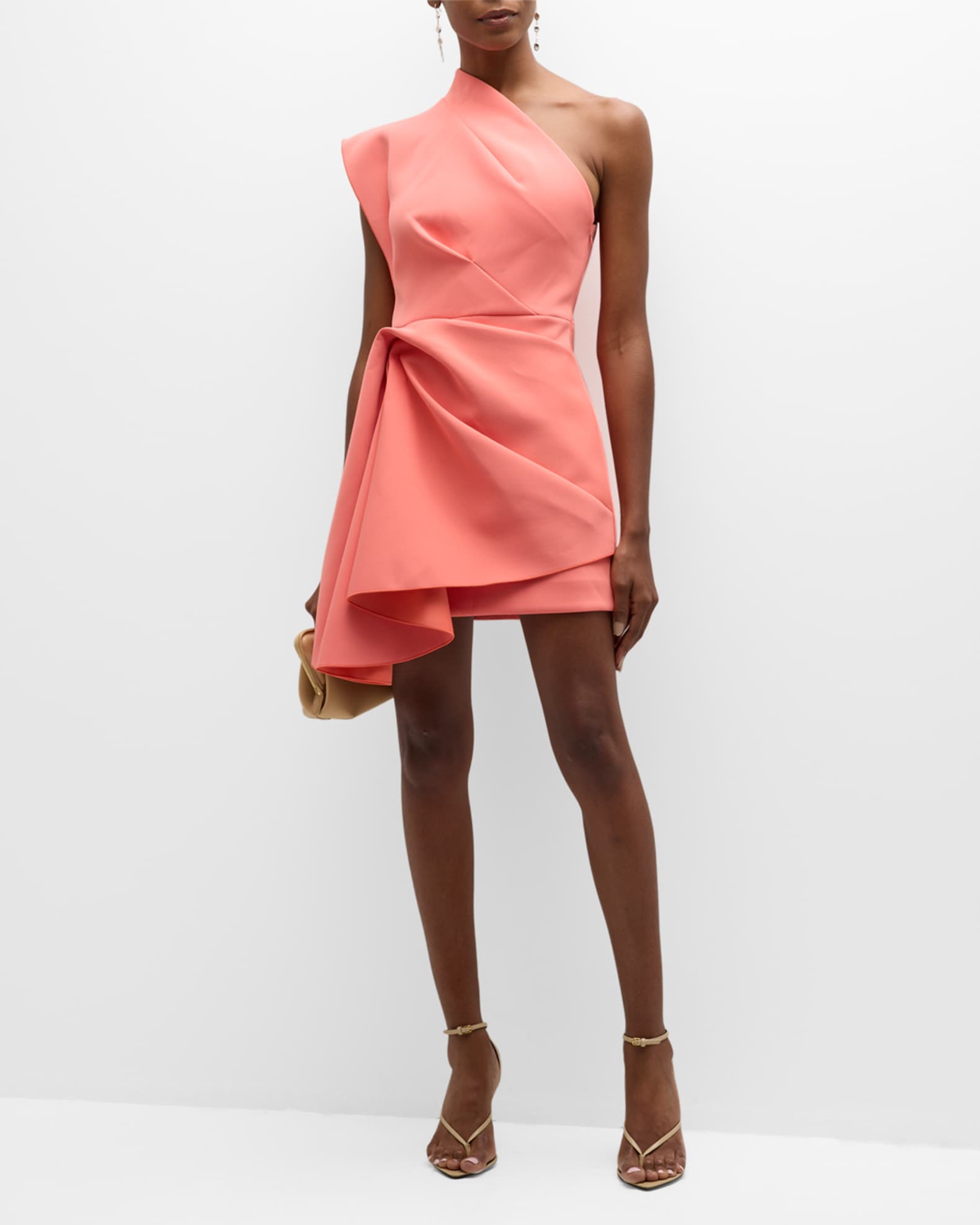 Acler Gowrie Draped One-Shoulder Mini Dress | Neiman Marcus