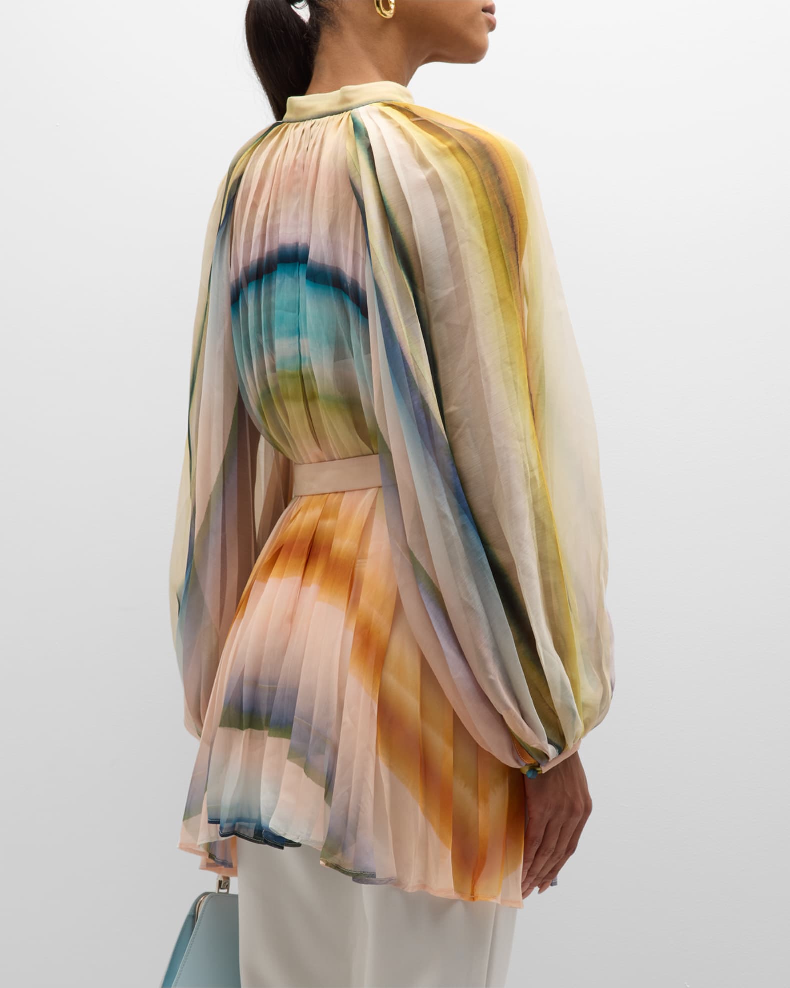 Acler Astone Pleated Long-Sleeve Top | Neiman Marcus