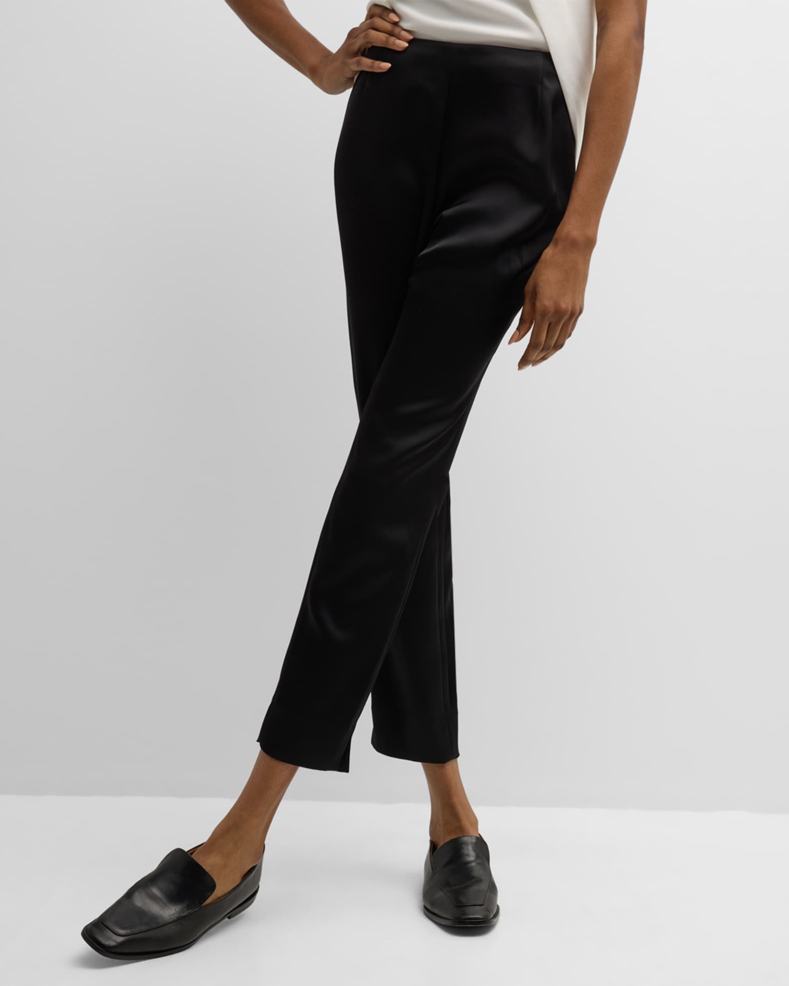 Lafayette 148 New York Stanton Cropped Slit Hem Pants | Neiman Marcus