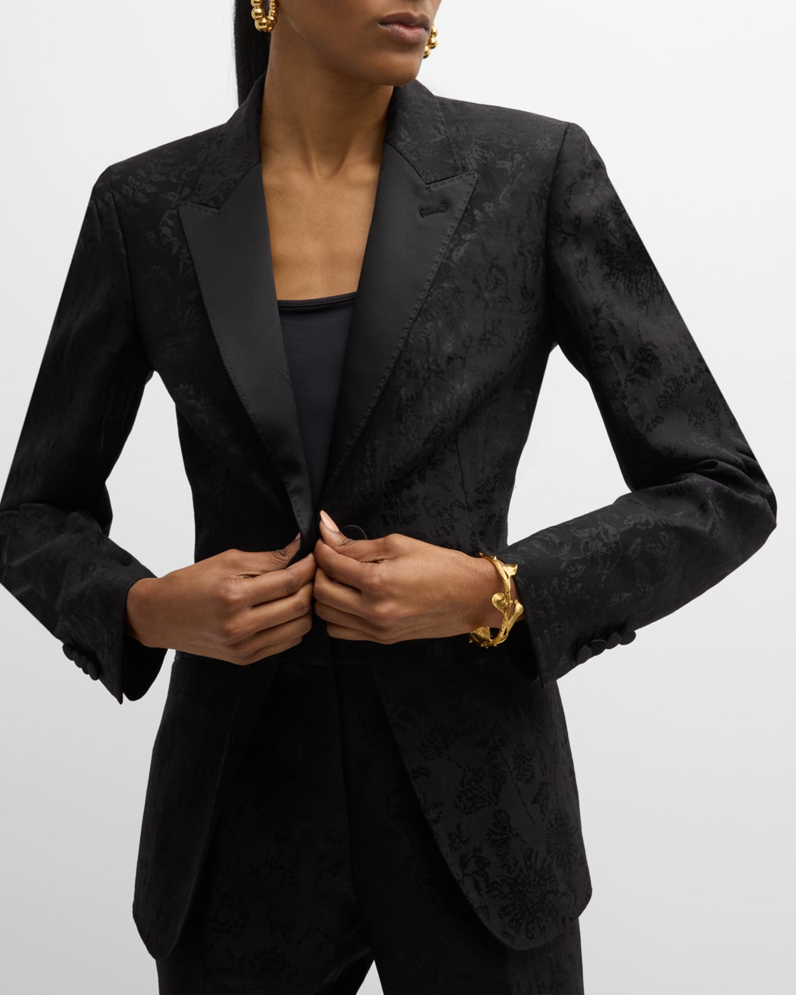 Lafayette 148 New York Floral-Print Single-Button Blazer | Neiman Marcus